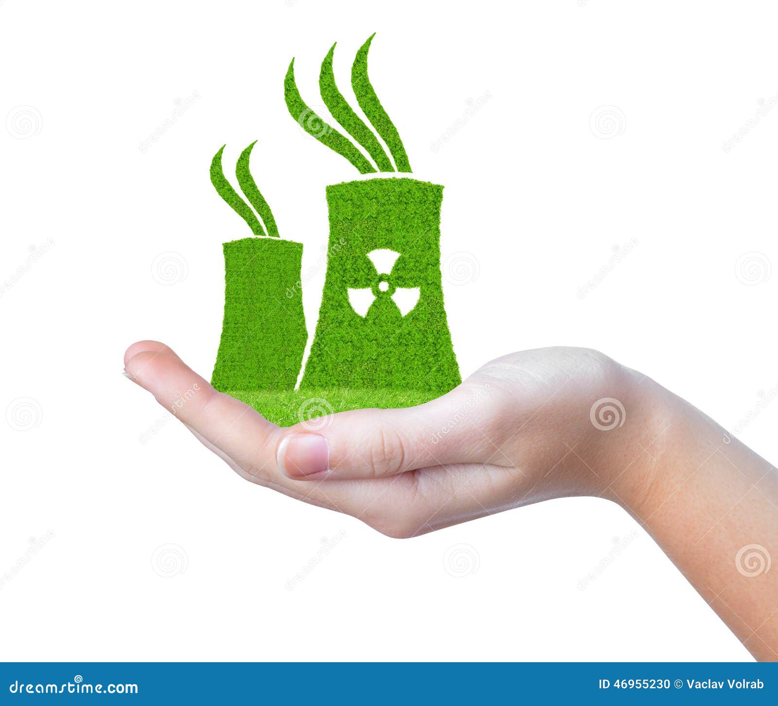 Green Nuclear Power Plant Icon in Hand Stock Photo - Image of ...