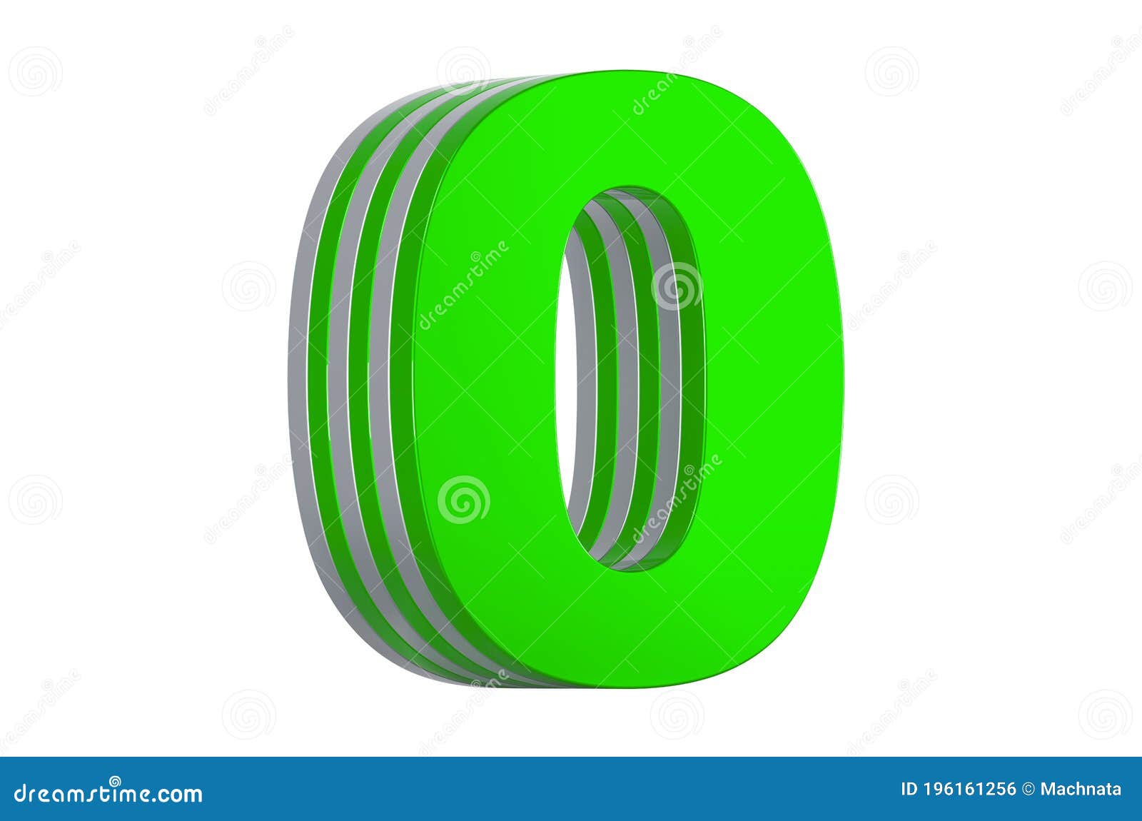 Green Number 0, Layered Font. 3D Rendering Stock Illustration ...