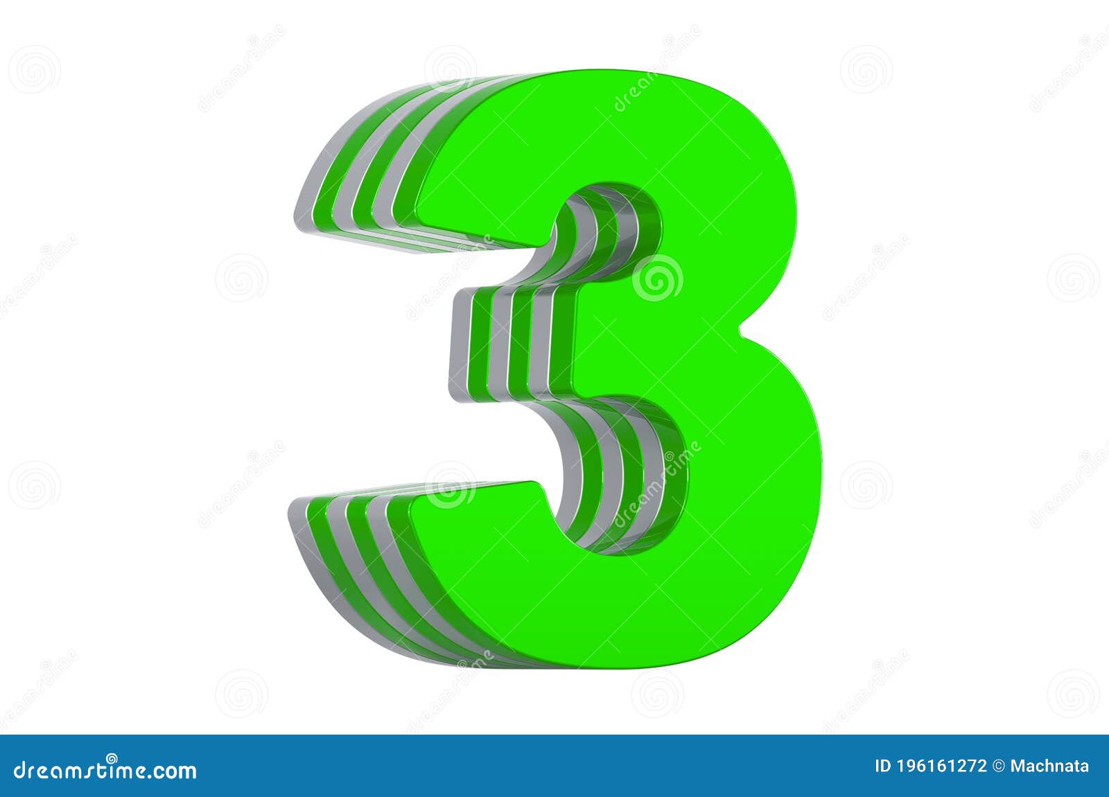 Green Number 3, Layered Font. 3D Rendering Stock Illustration ...