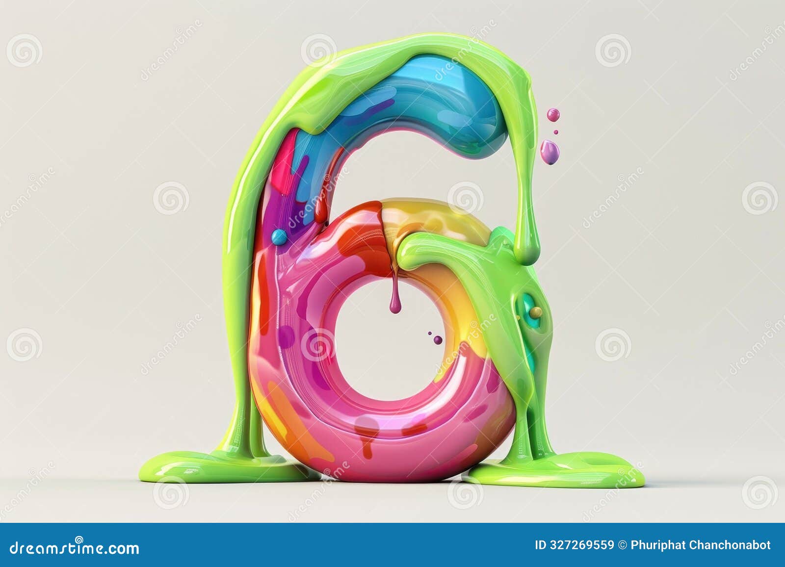 Green Number 6 with a Green Liquid Dripping from it with Generative AI ...