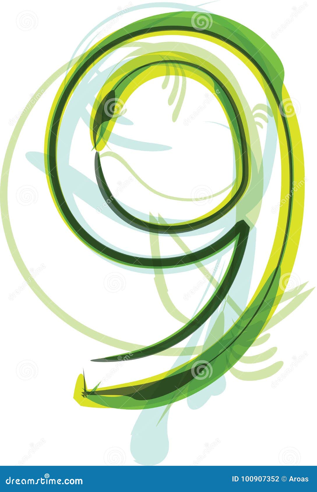 Green number 9 stock vector. Illustration of creativity - 100907352