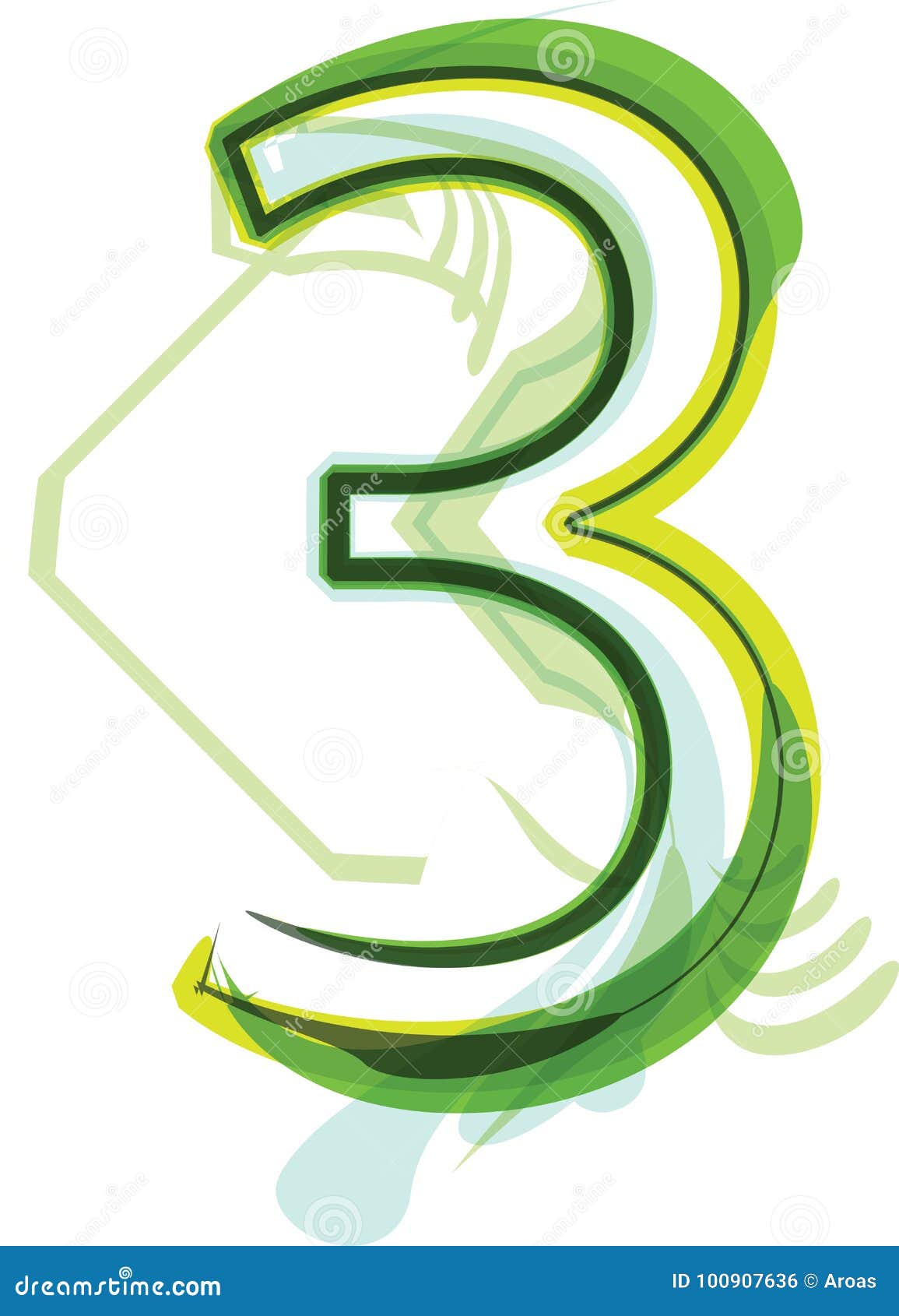 Green number 3 stock vector. Illustration of abstract - 100907636