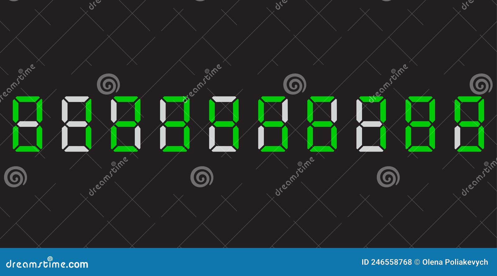 Green Numbers Clock. Technology Digital Background. Vector Illustration ...