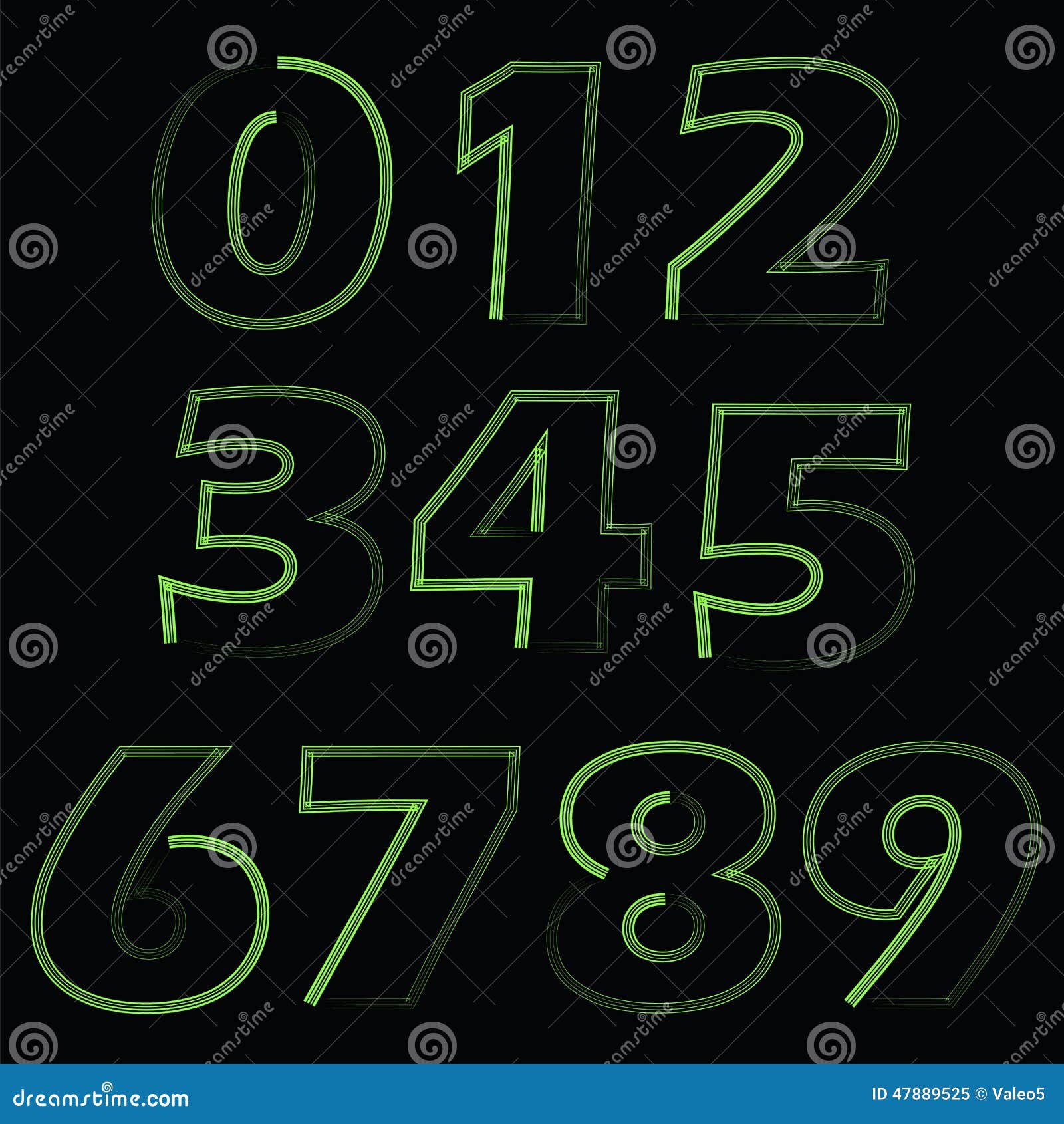 Green numbers stock vector. Illustration of font, green - 47889525