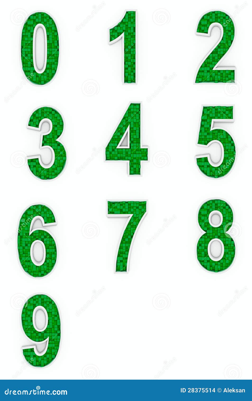Green numbers from cubes stock illustration. Illustration of cube ...