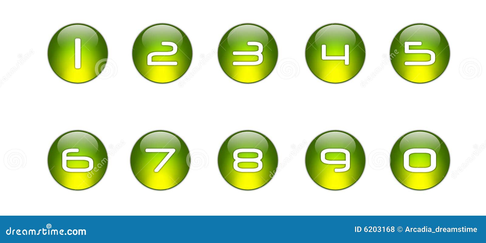 Green Numbers Icons Set [01] Stock Illustration - Illustration of ball ...
