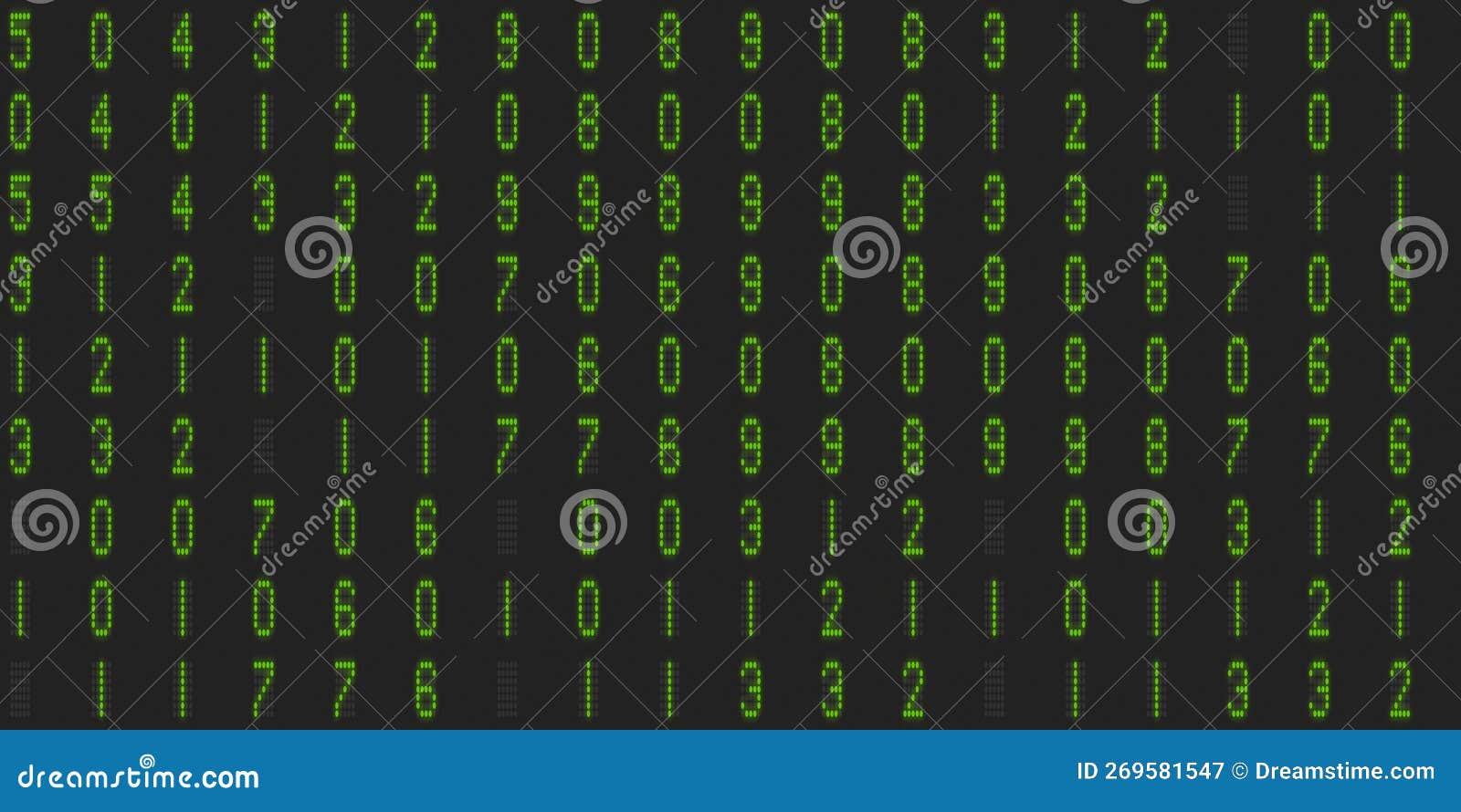 Green Numeral Tech Design Backdrop. Abstract Display Digit Pattern. Electronic Numbers ...