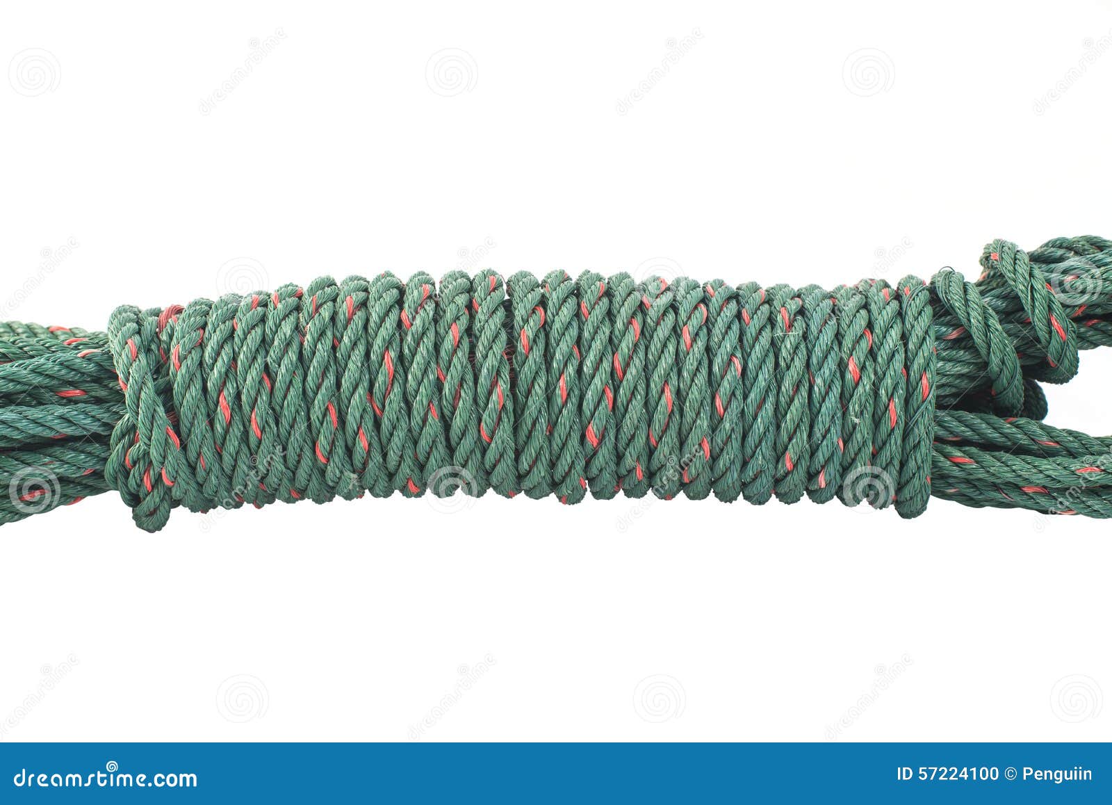 Green Nylon Rope Isolated on White Stock Photo - Image of string ...