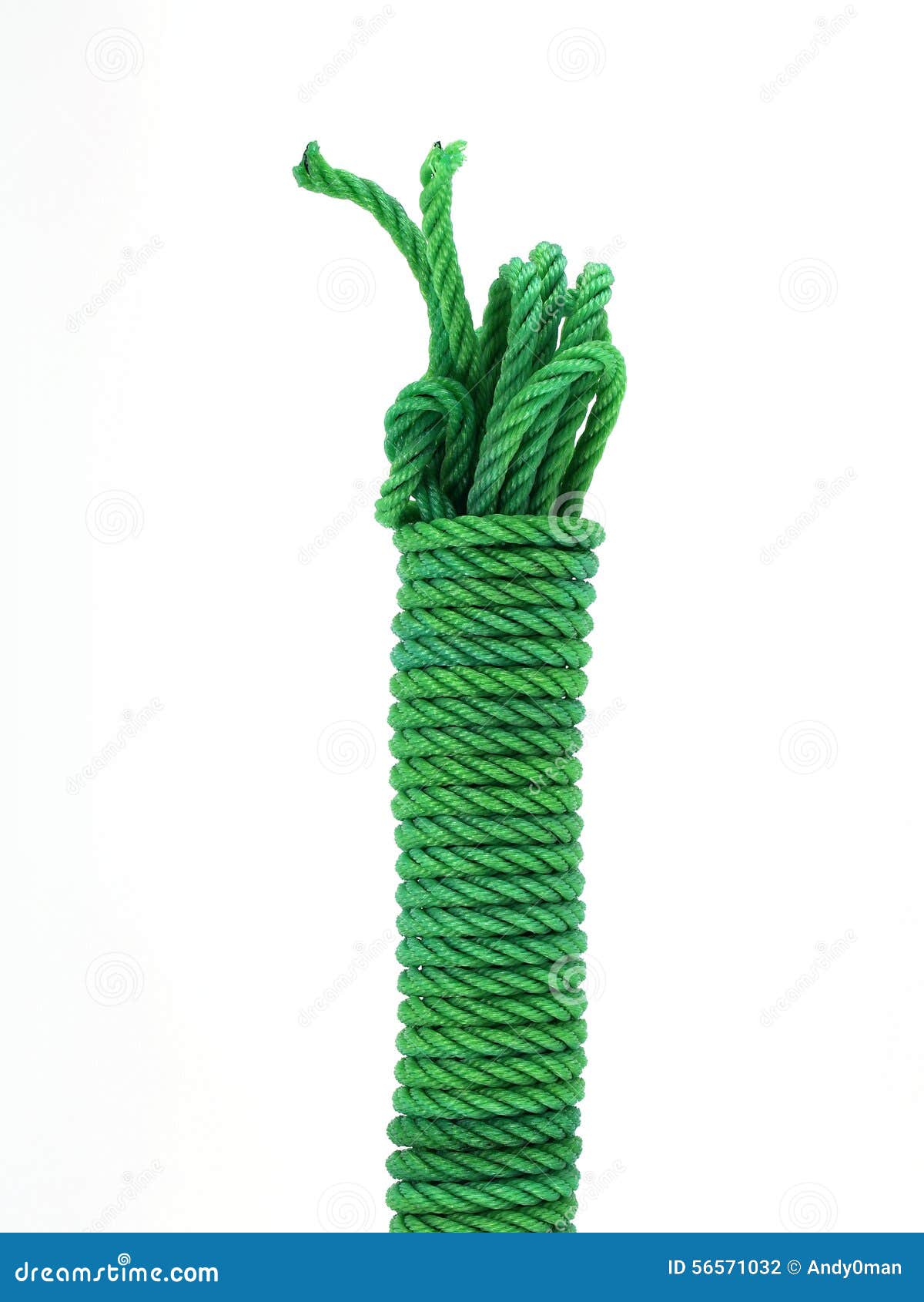 Close Up Coiled Green Nylon Rope Isolated On White Background Stock ...