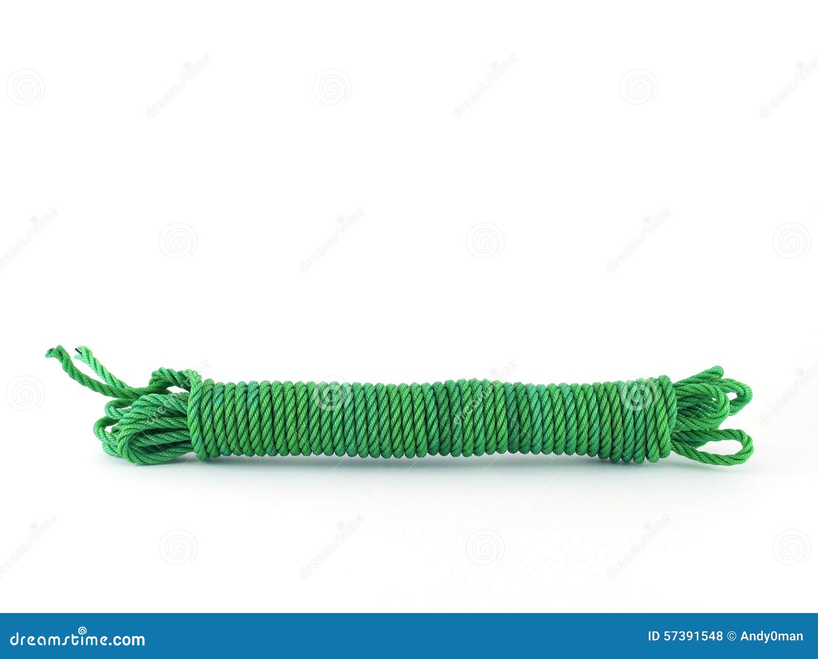 Coiled Green Nylon Rope Isolated on White Background Stock Photo ...