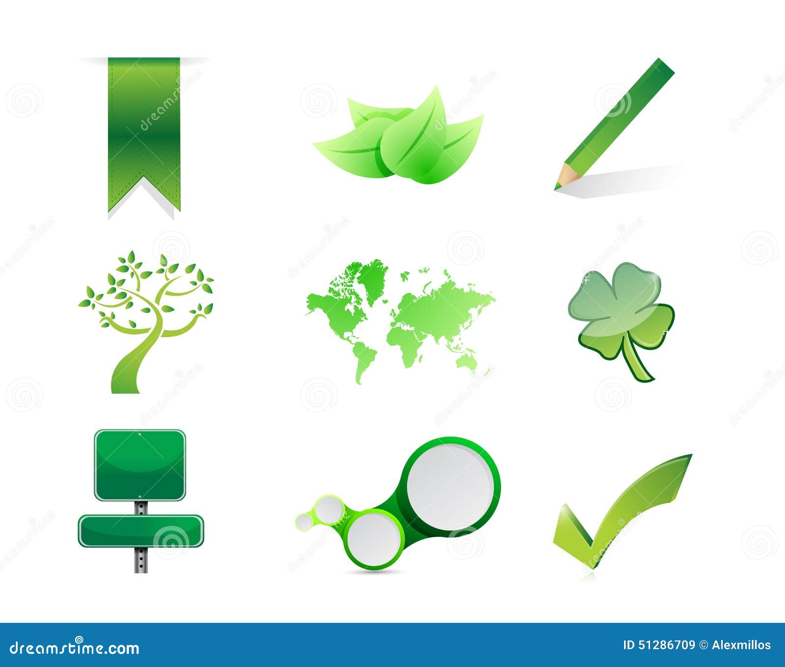 Green Objects Icon Set Illustration Design Stock Illustration ...