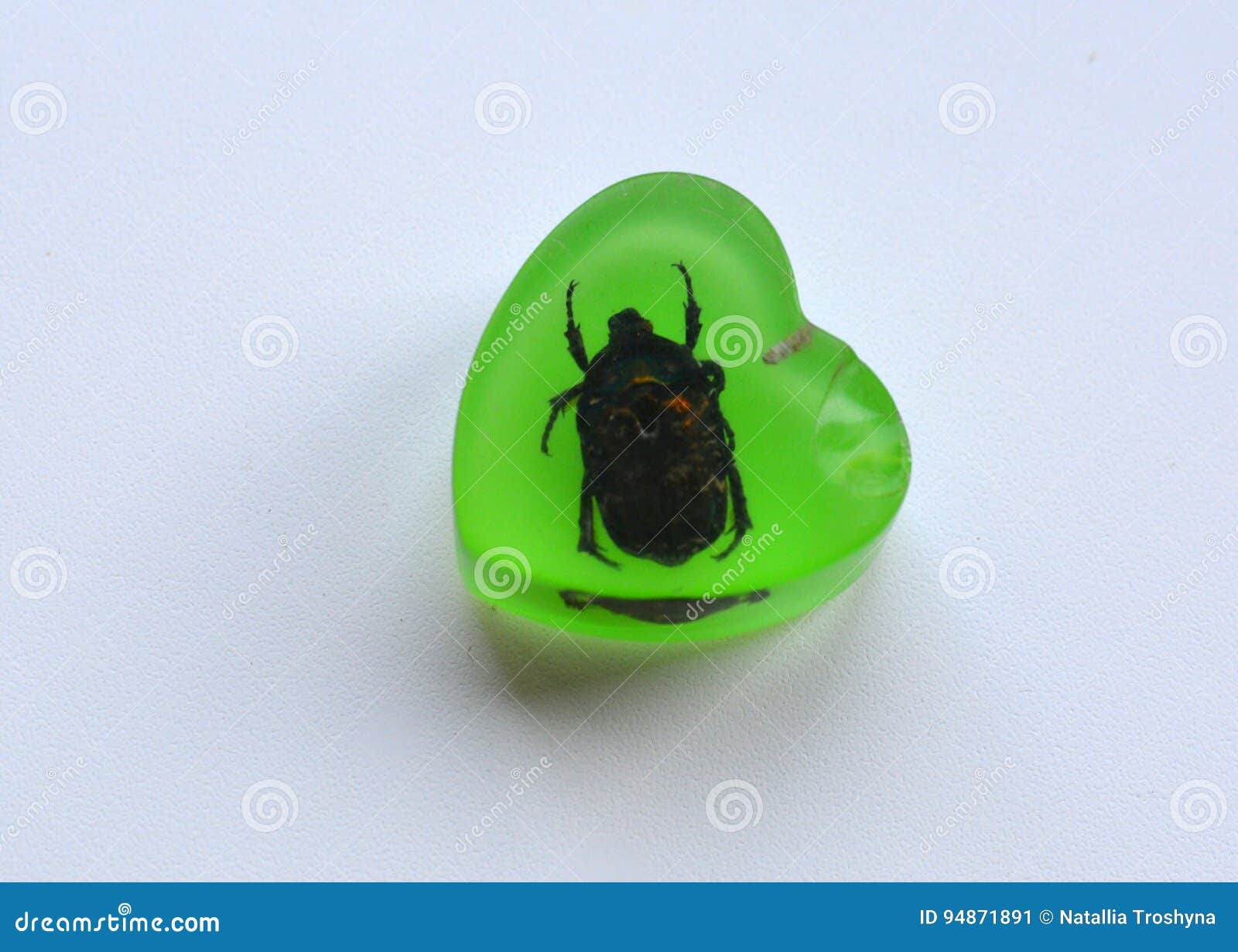 Green Objects Tape and Beetle in Heart Stock Image - Image of isolated ...
