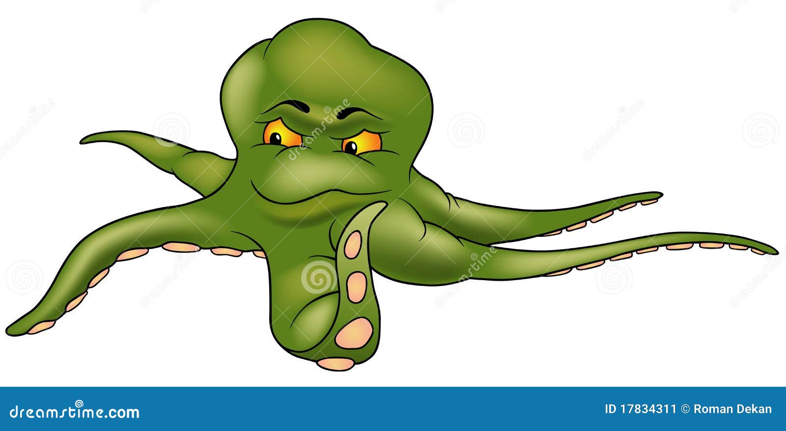 Green Octopus stock vector. Illustration of green, cartoon - 17834311