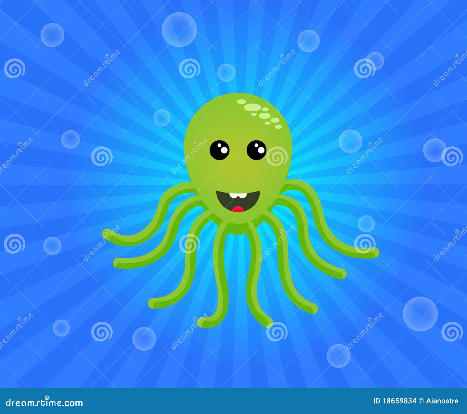 Green octopus stock vector. Illustration of water, vector - 18659834