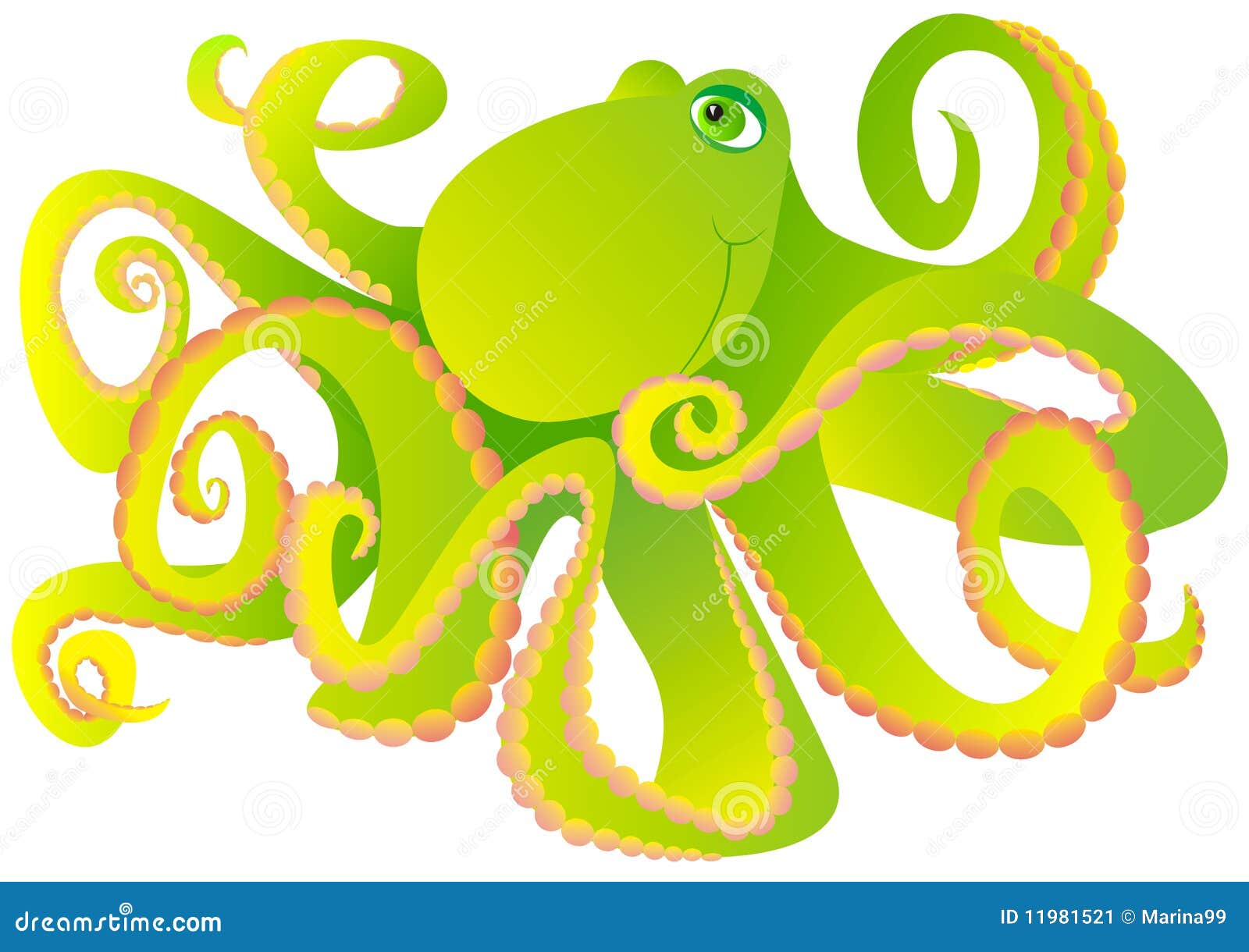 Green octopus clipart