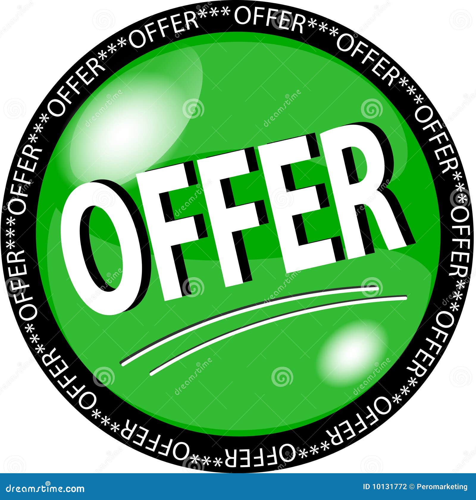 Green offer button stock vector. Illustration of sign - 10131772