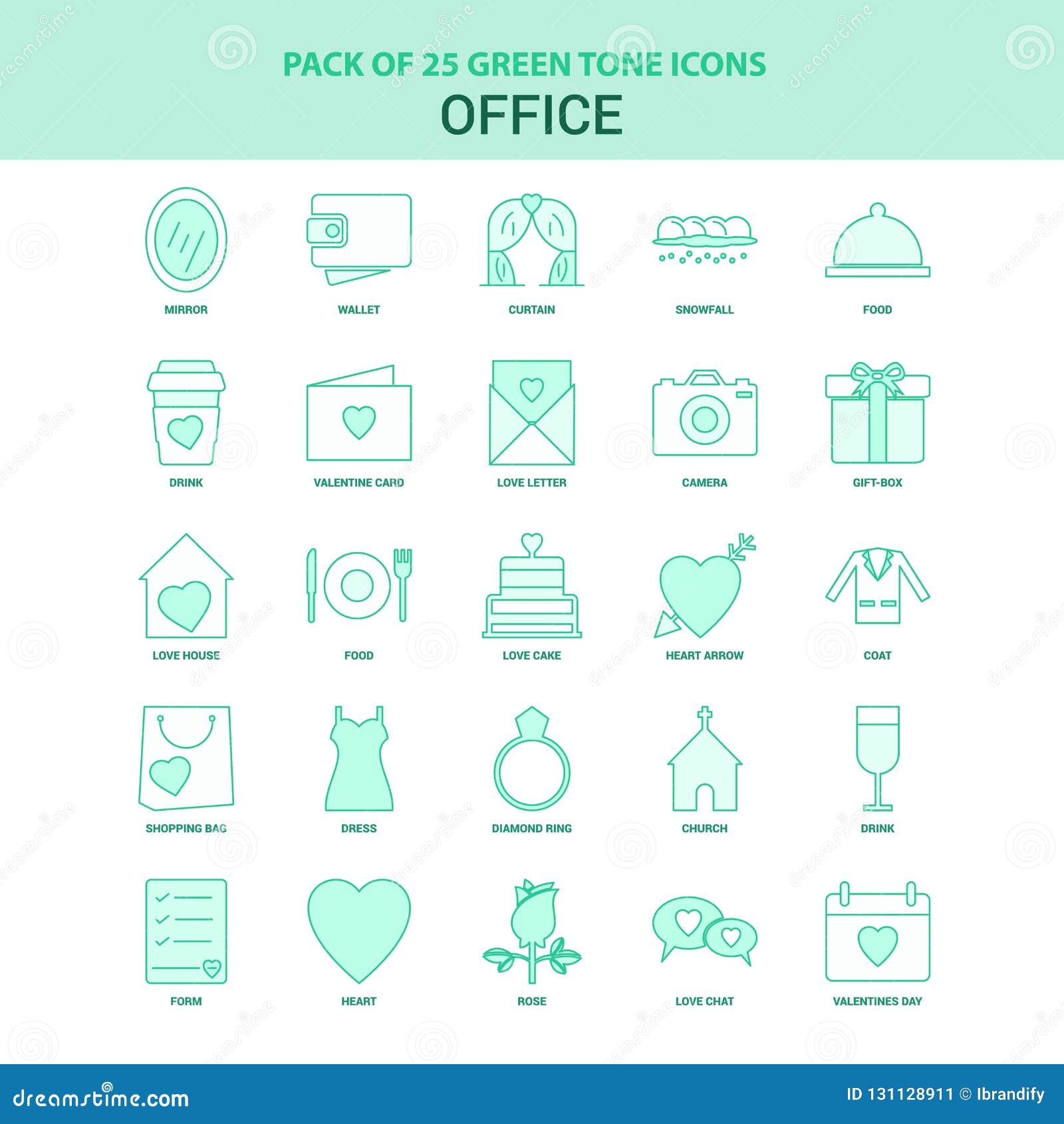 25 Green Office Icon set stock vector. Illustration of arrow - 131128911