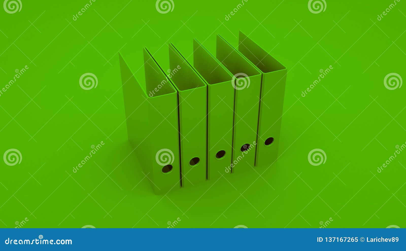 Green Office Ring Binders. 3D Illustration Stock Illustration ...