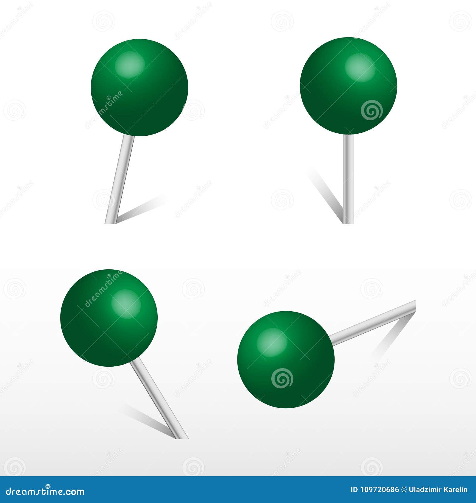 Green Office Round Push Pins. 3d Push Pin Stock Vector - Illustration ... Green Office Round Push Pins. 3d Push Pin Stock Vector - Illustration ...