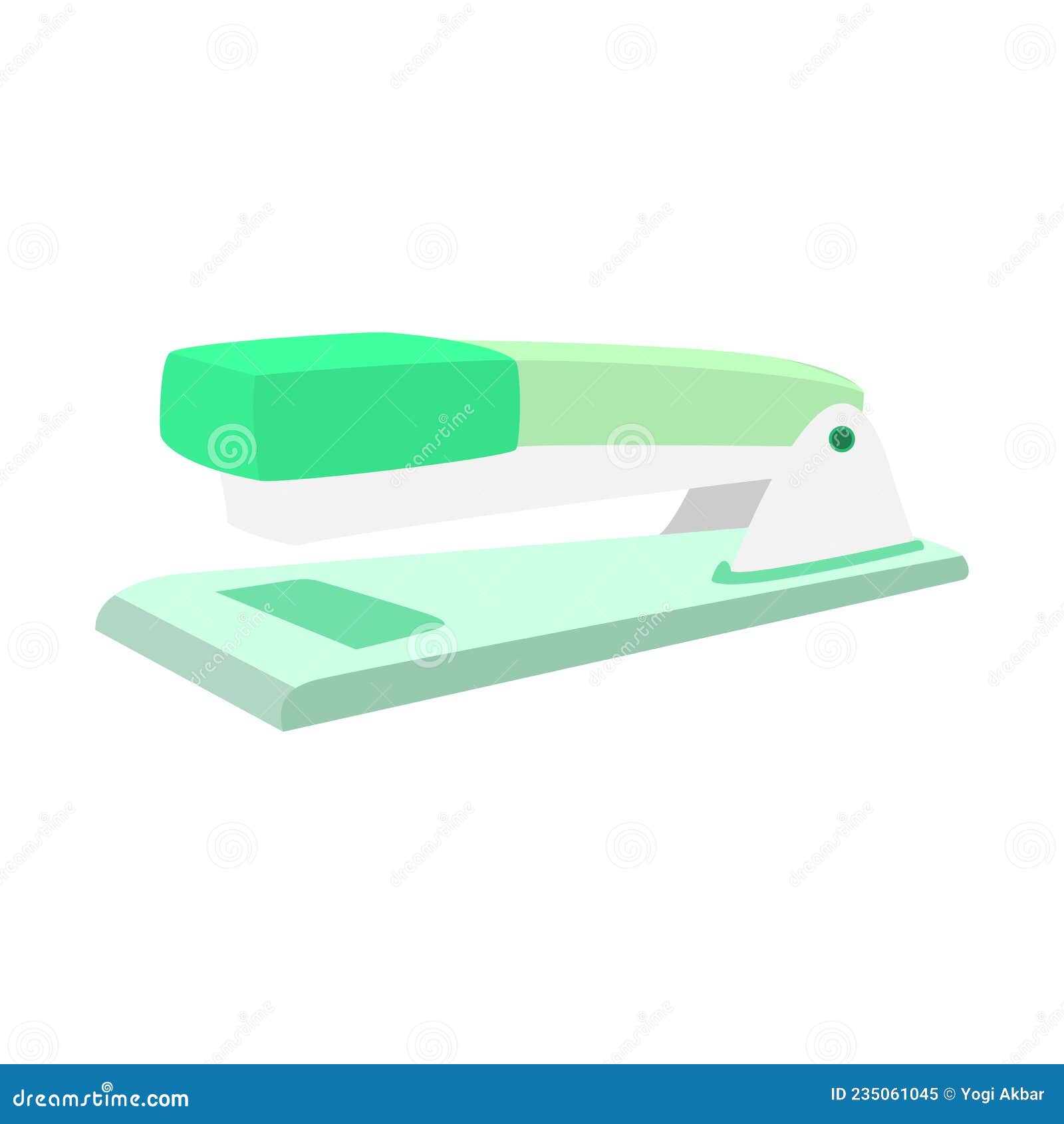 Green Office Stapler Stationery for Stapling Paper Vector Illustration ...