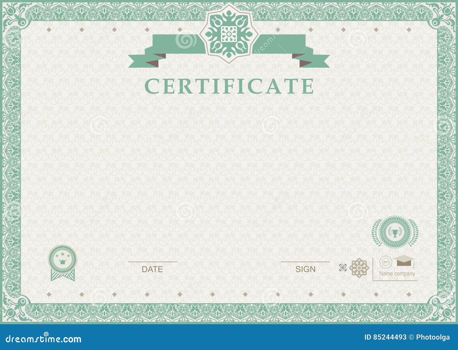 Green Official Certificate. Green Ornamental Border Stock Vector ...