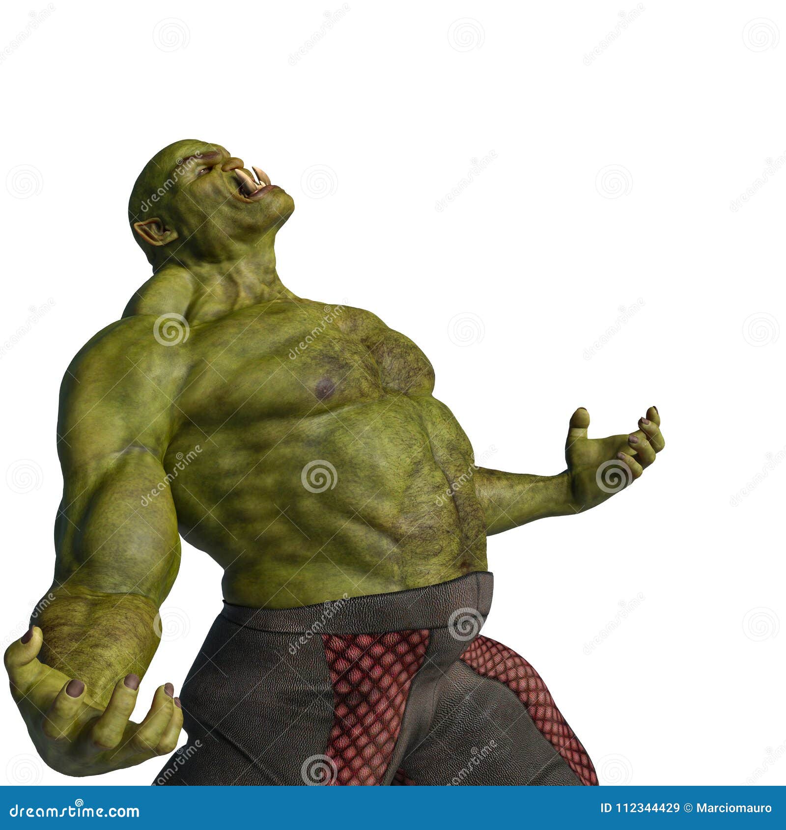 Green Ogre in a White Background Stock Illustration - Illustration of ...