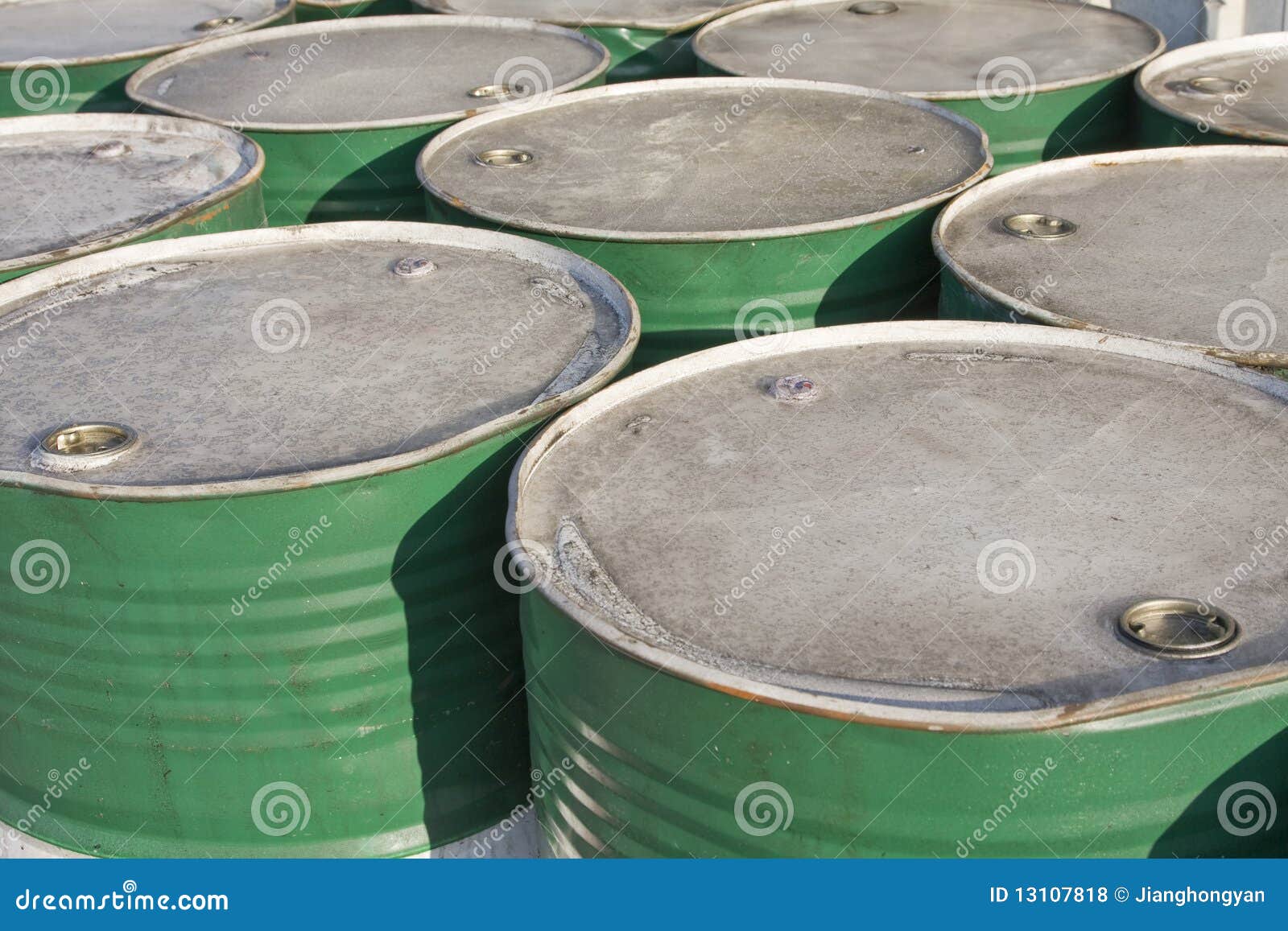 Green oil barrels stock photo. Image of barrel, chemical - 13107818