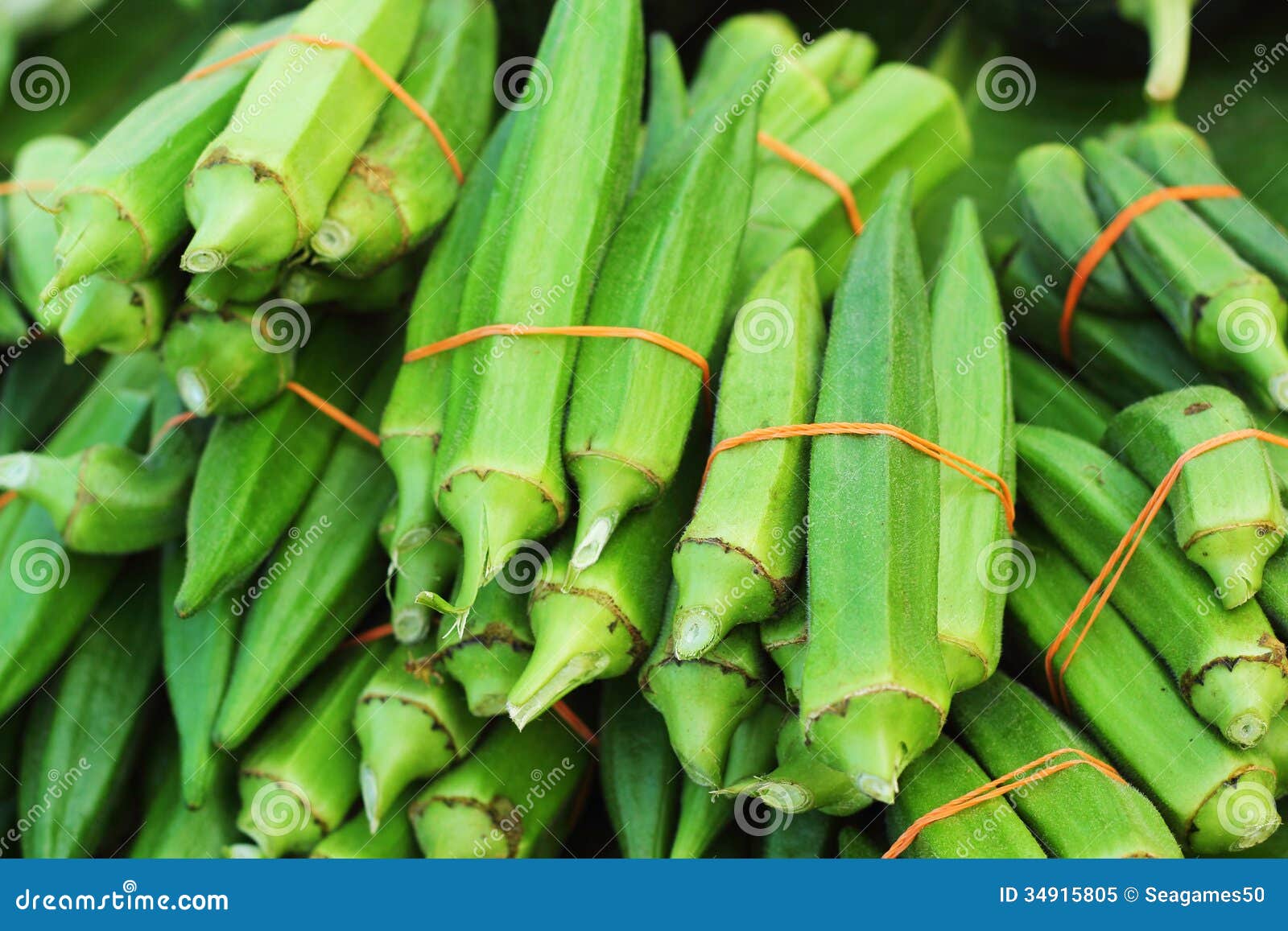 Green Okra Pods Fresh in the Market. Stock Image - Image of produce ...
