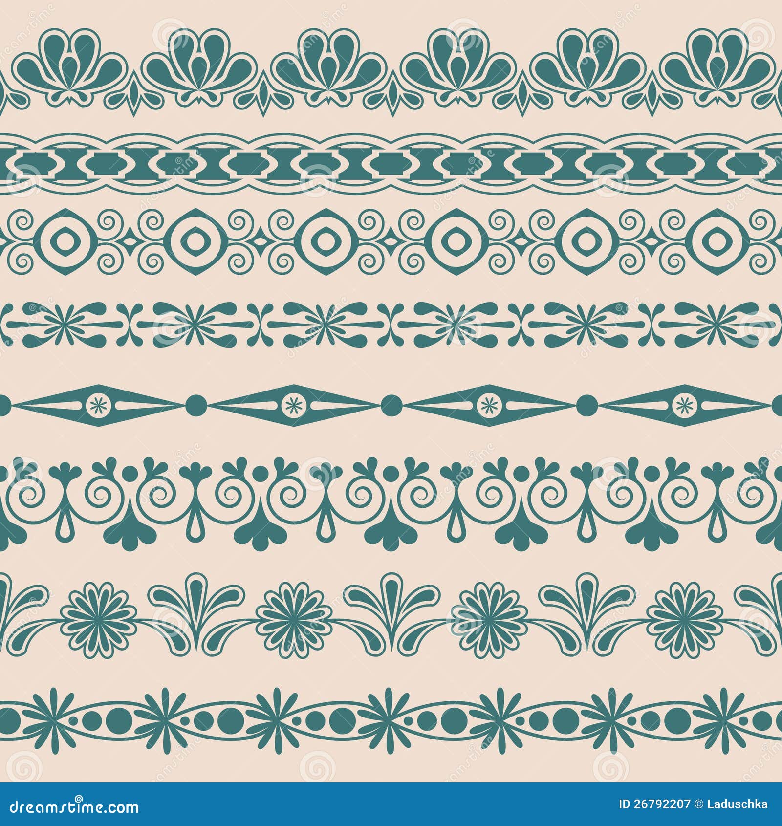 Green Old-fashioned Borders Stock Vector - Illustration of details ...