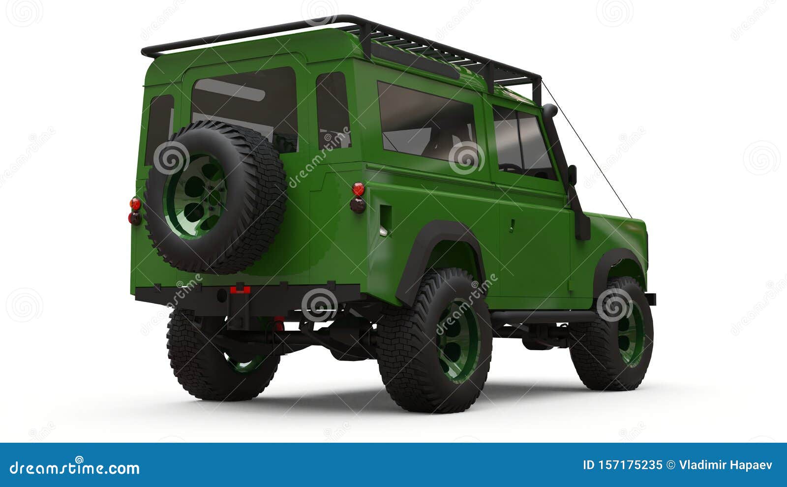Green Old Small SUV Tuned for Difficult Routes and Expeditions. 3d ...