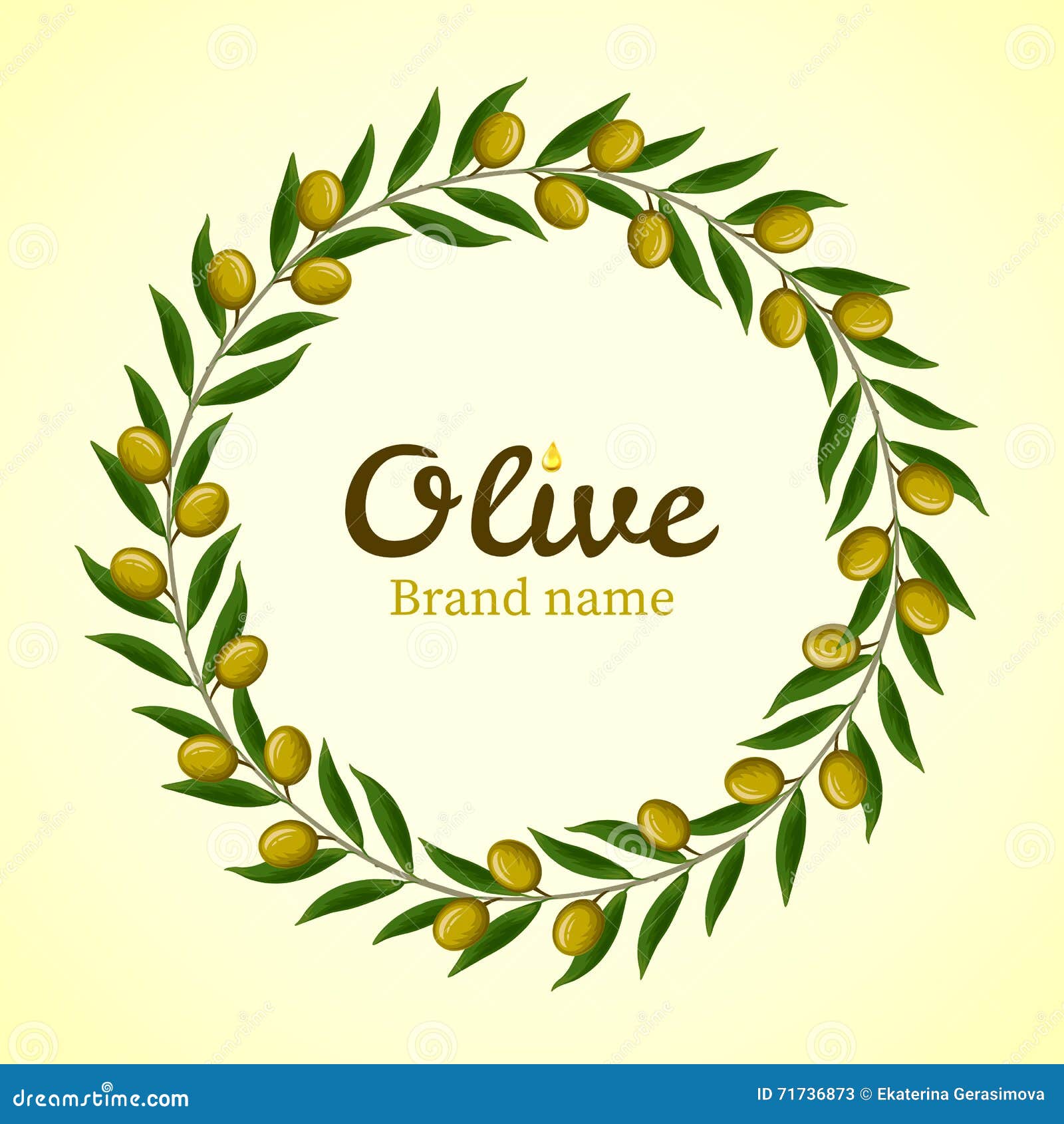Green Olive Branches Wreath Stock Vector - Illustration of italian ...