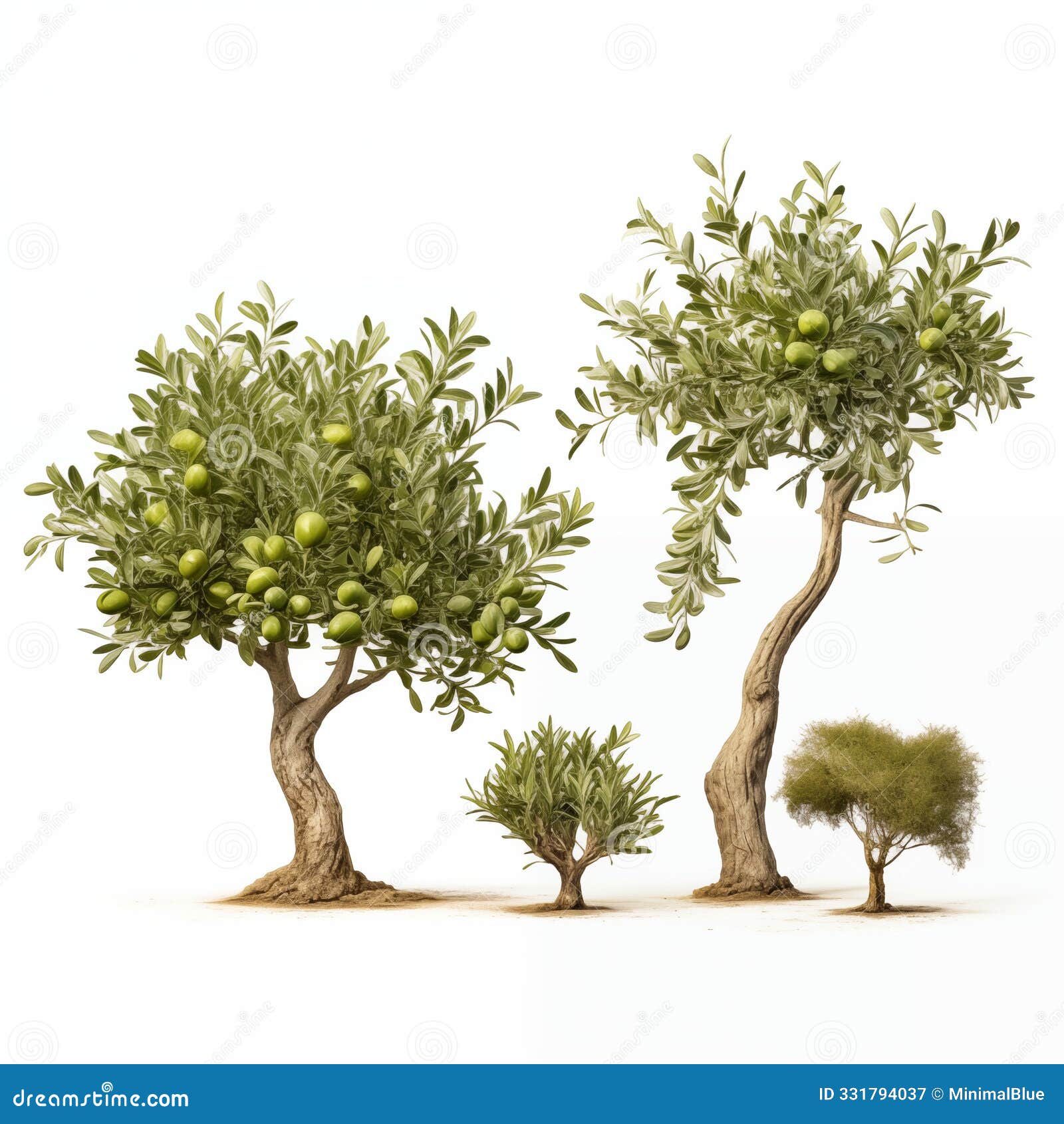Green Olive Trees at Different Growth Stages, Showcasing Their ...