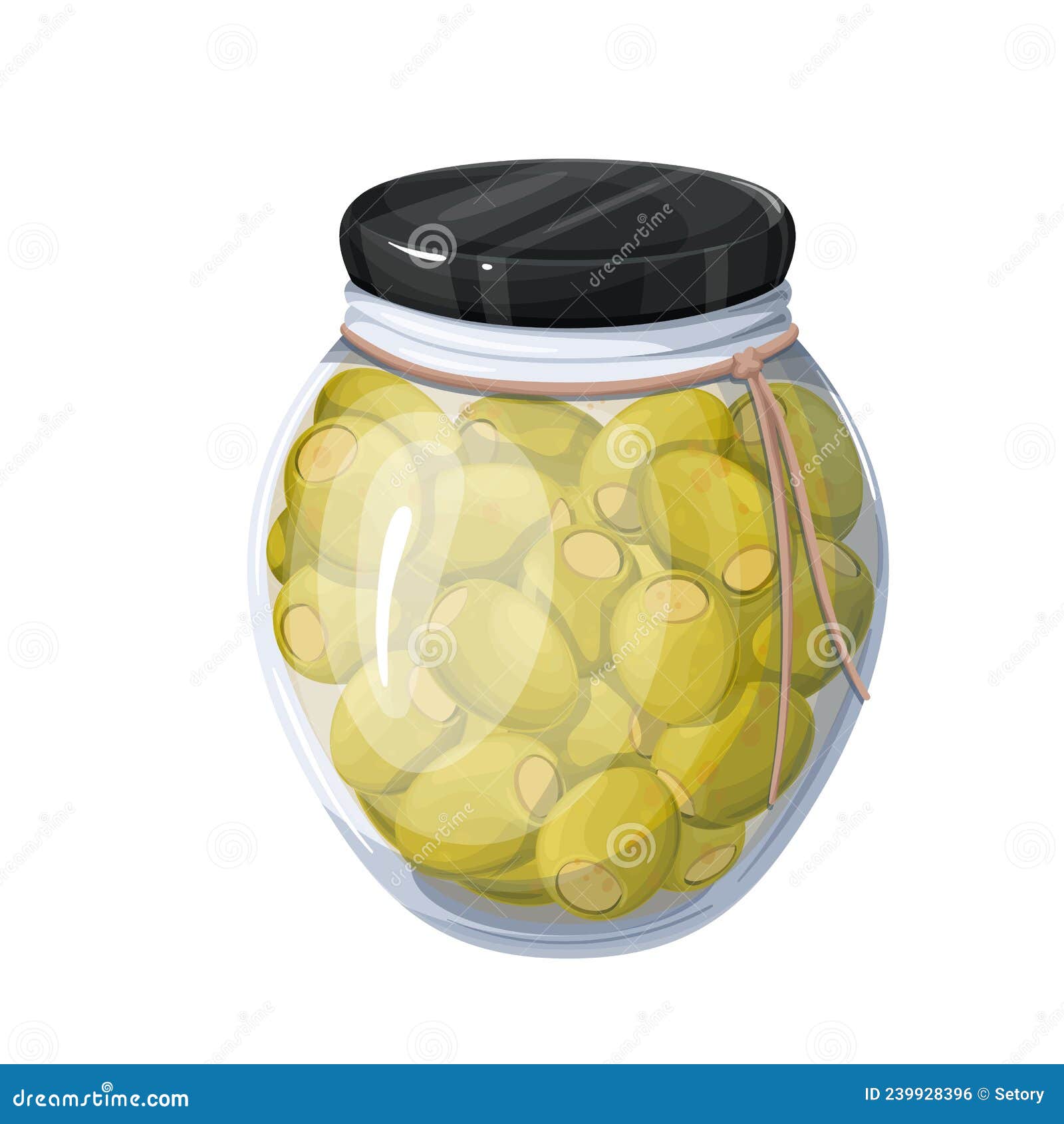 Green olives in glass jar stock vector. Illustration of conserved ...