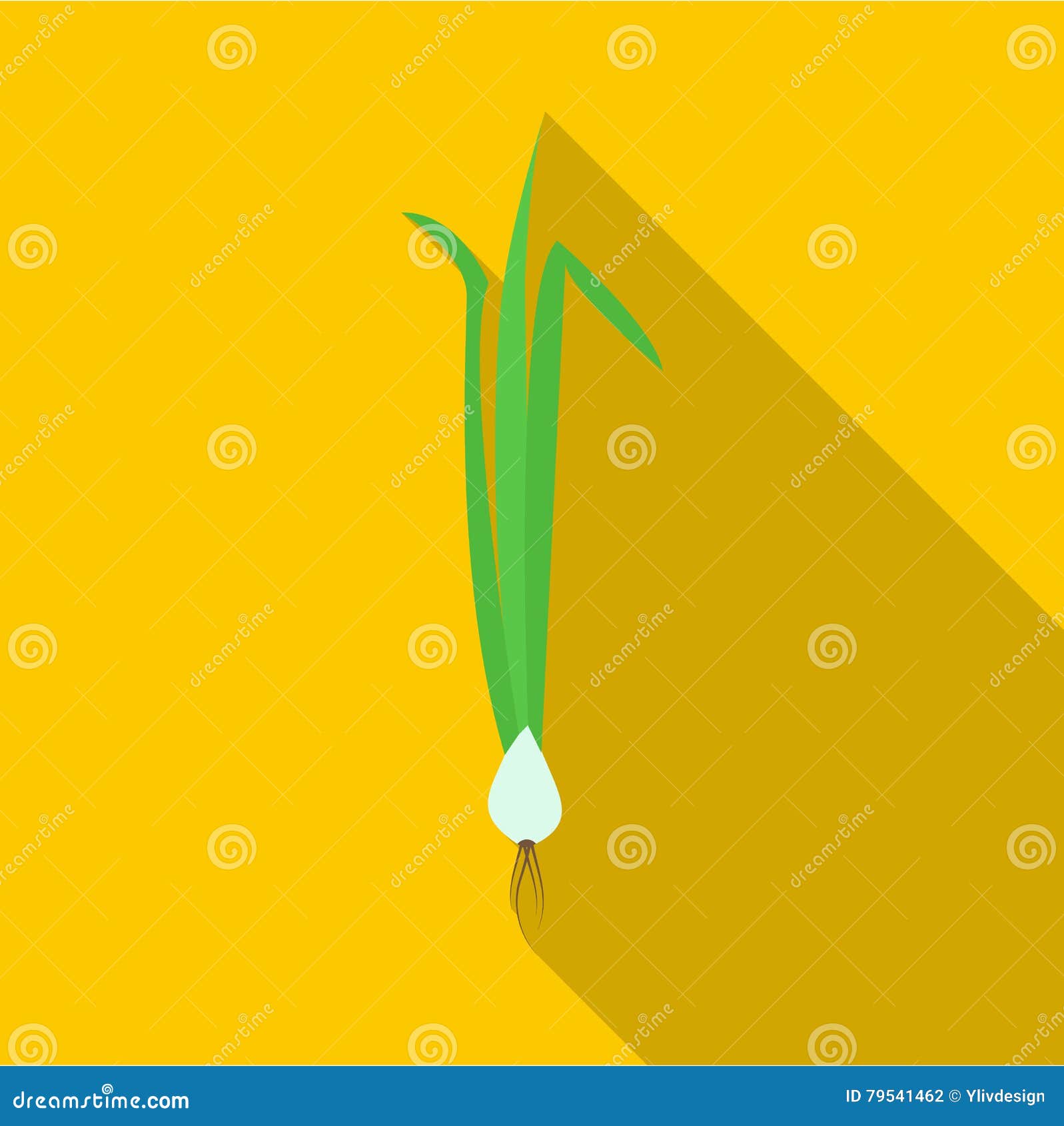 Green Onion Icon, Flat Style Stock Vector - Illustration of natural ...
