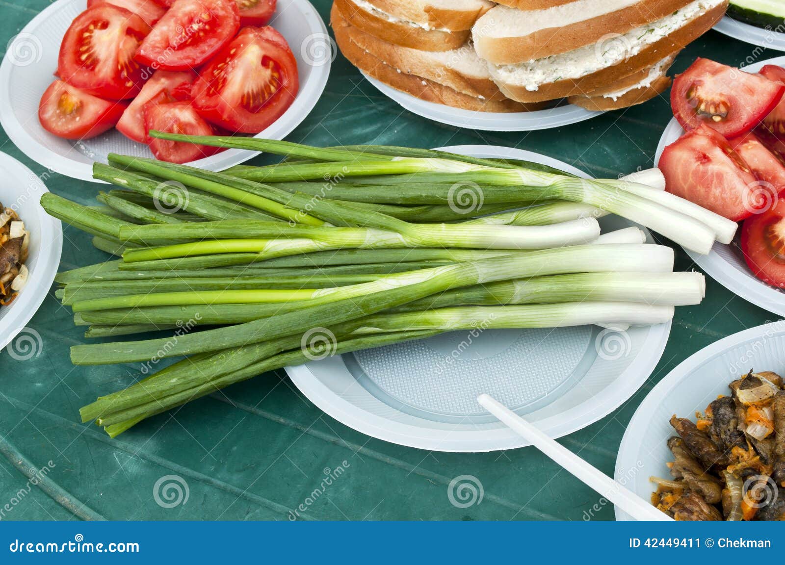 Green onions on the table stock image. Image of young - 42449411