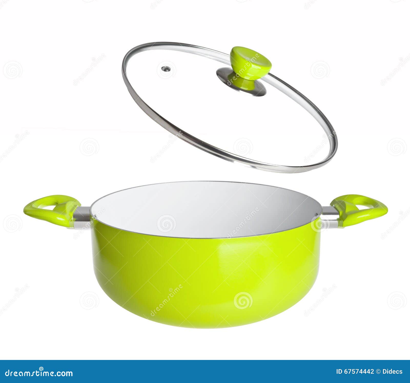 Green Open Cooking Pan Isolated on White Background Stock Photo - Image ...