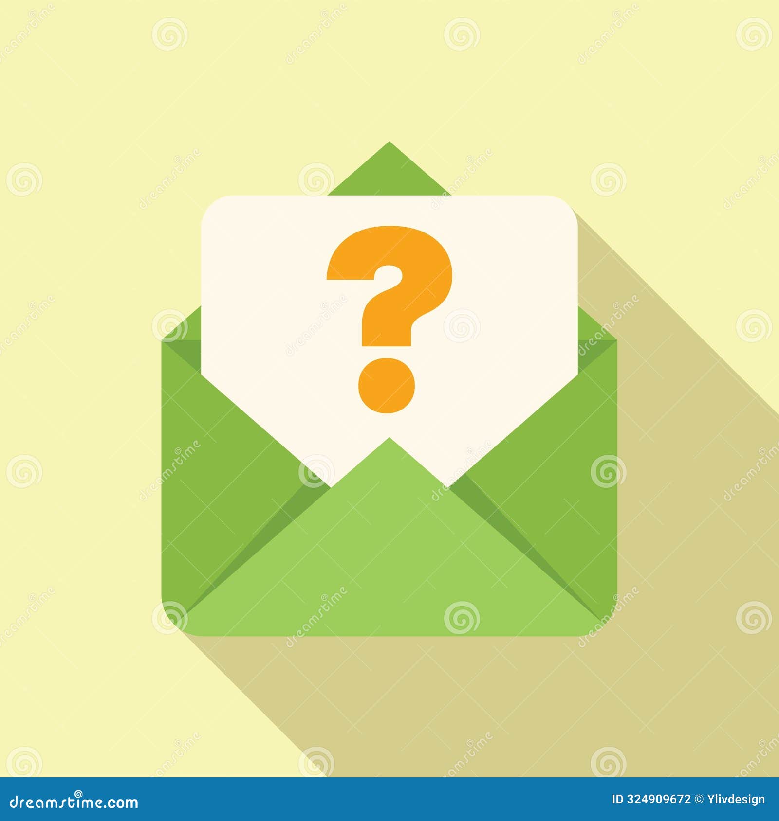 Green Open Envelope Containing Letter with Question Mark Stock Vector ...