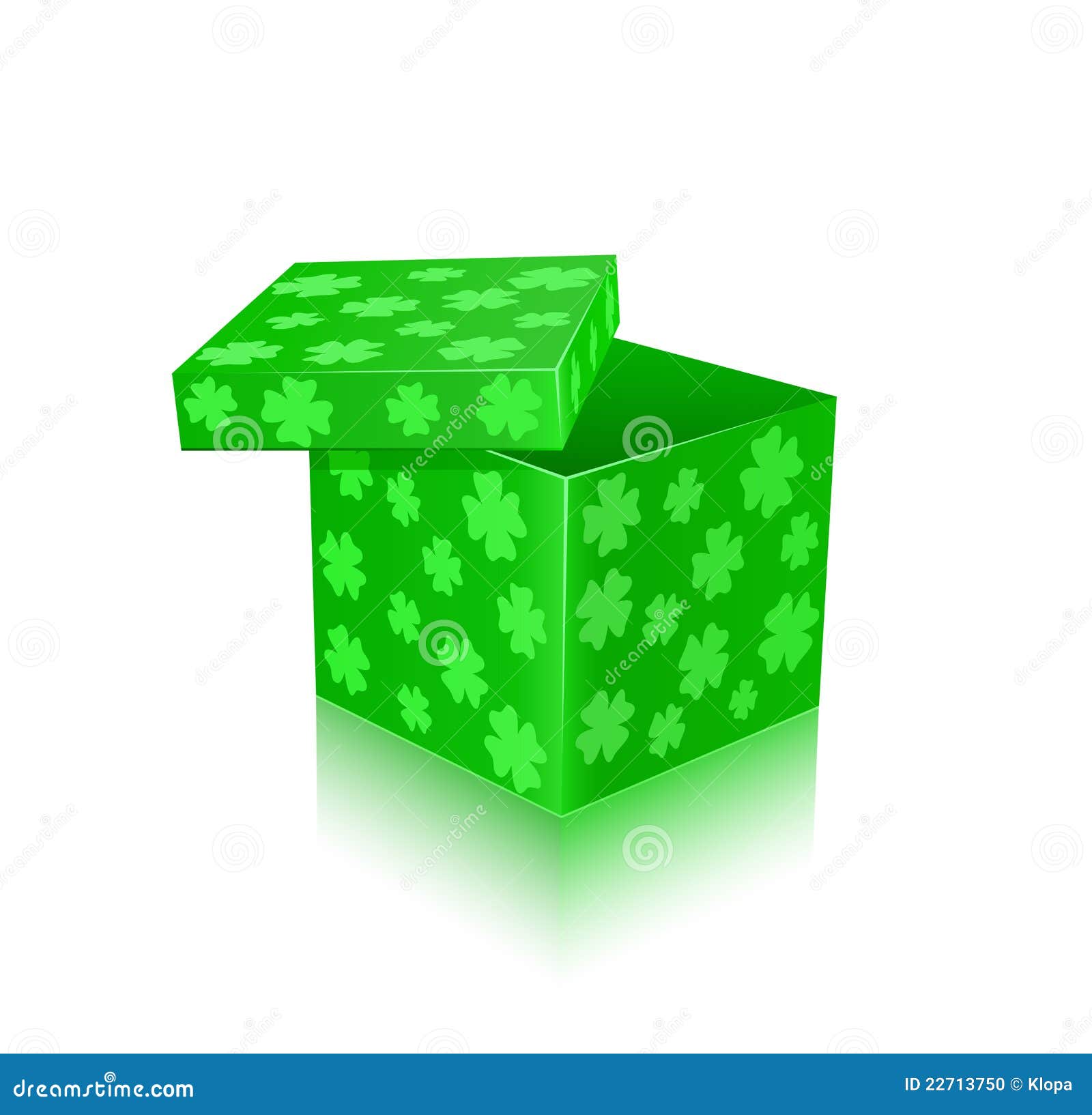 Green Open Gift Box with Shamrocks Stock Vector - Illustration of ...