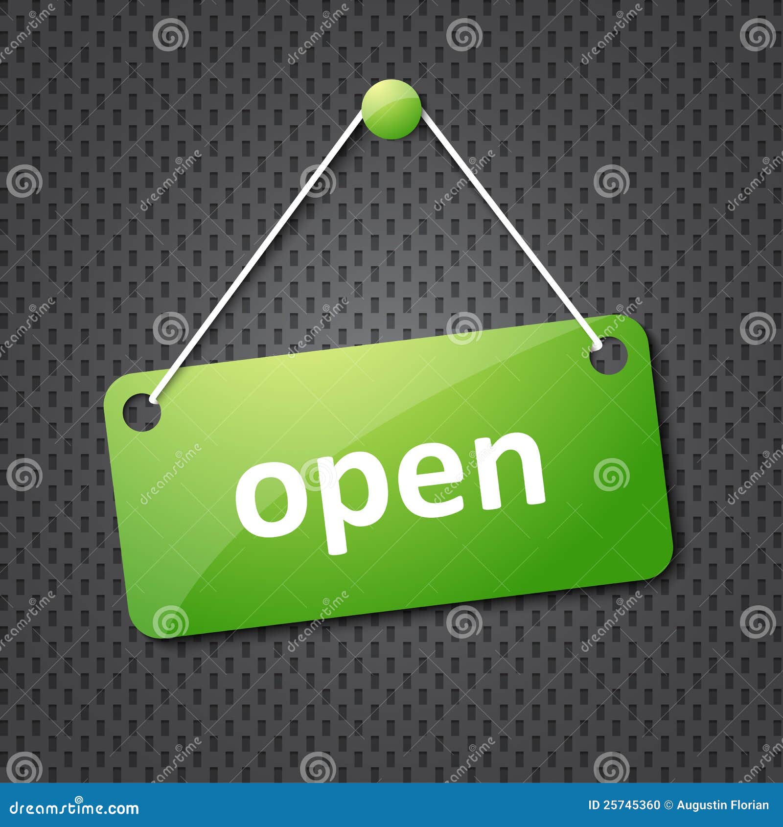 Green open hanging sign stock vector. Illustration of grey - 25745360