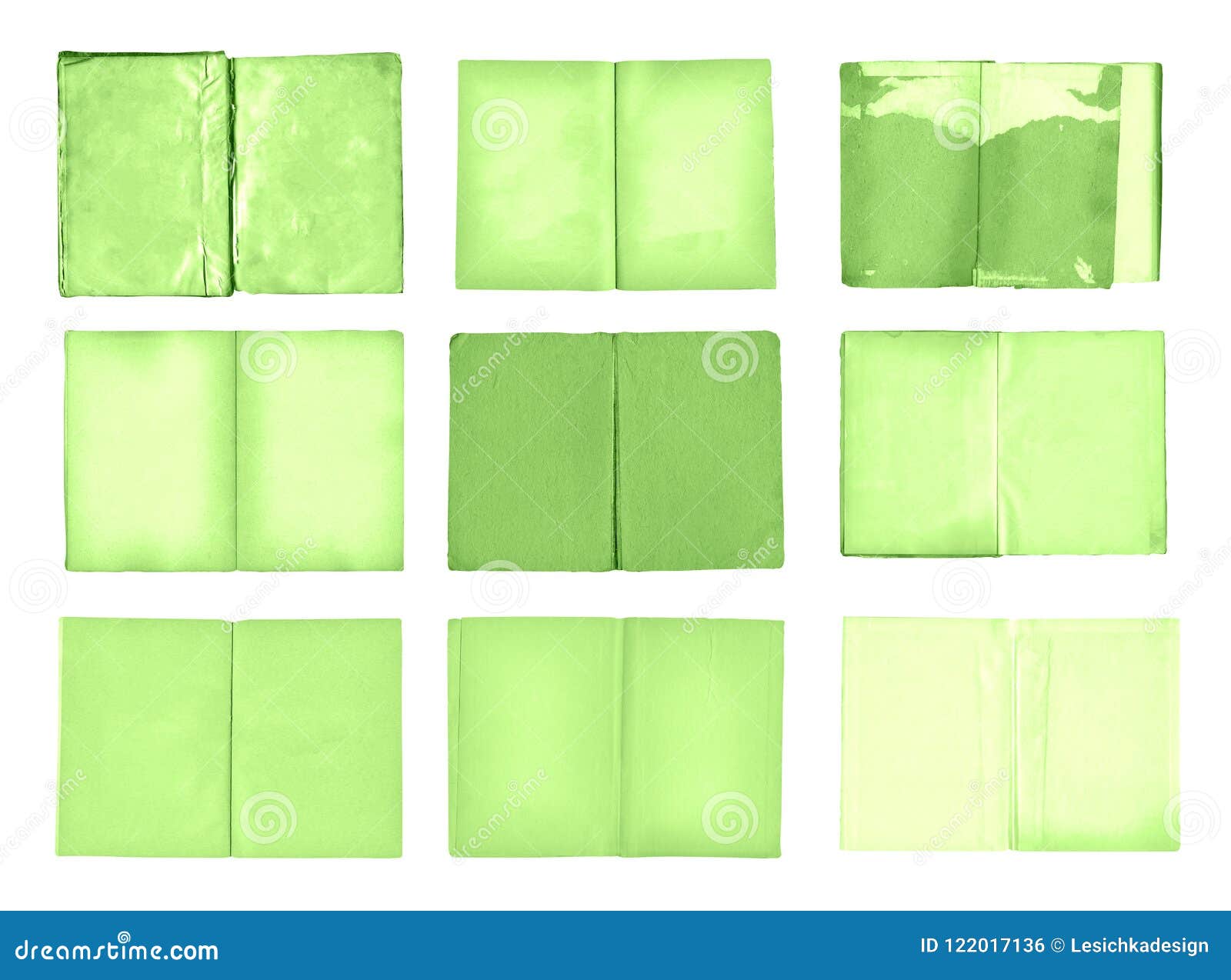 Green Open Book Collection Isolated on White. Green Books Set Isolated ...
