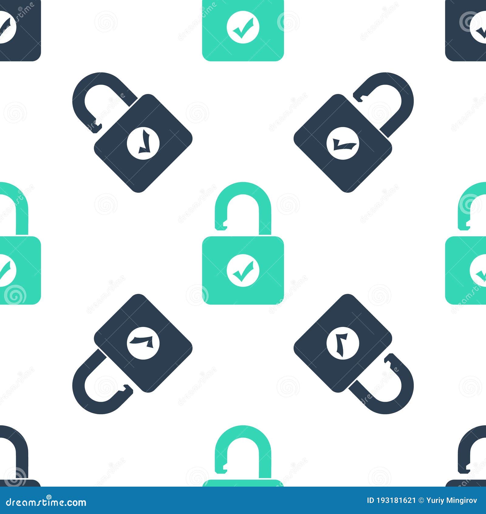 Green Open Padlock Icon Isolated Seamless Pattern on White Background ...