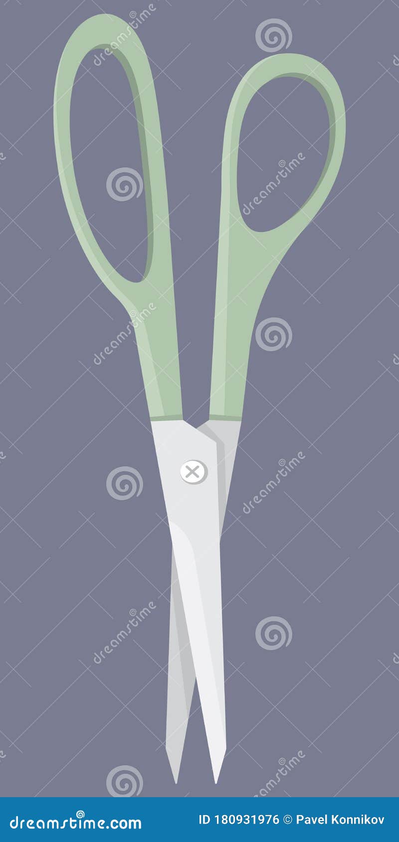 Green open scissors. stock vector. Illustration of isolated - 180931976