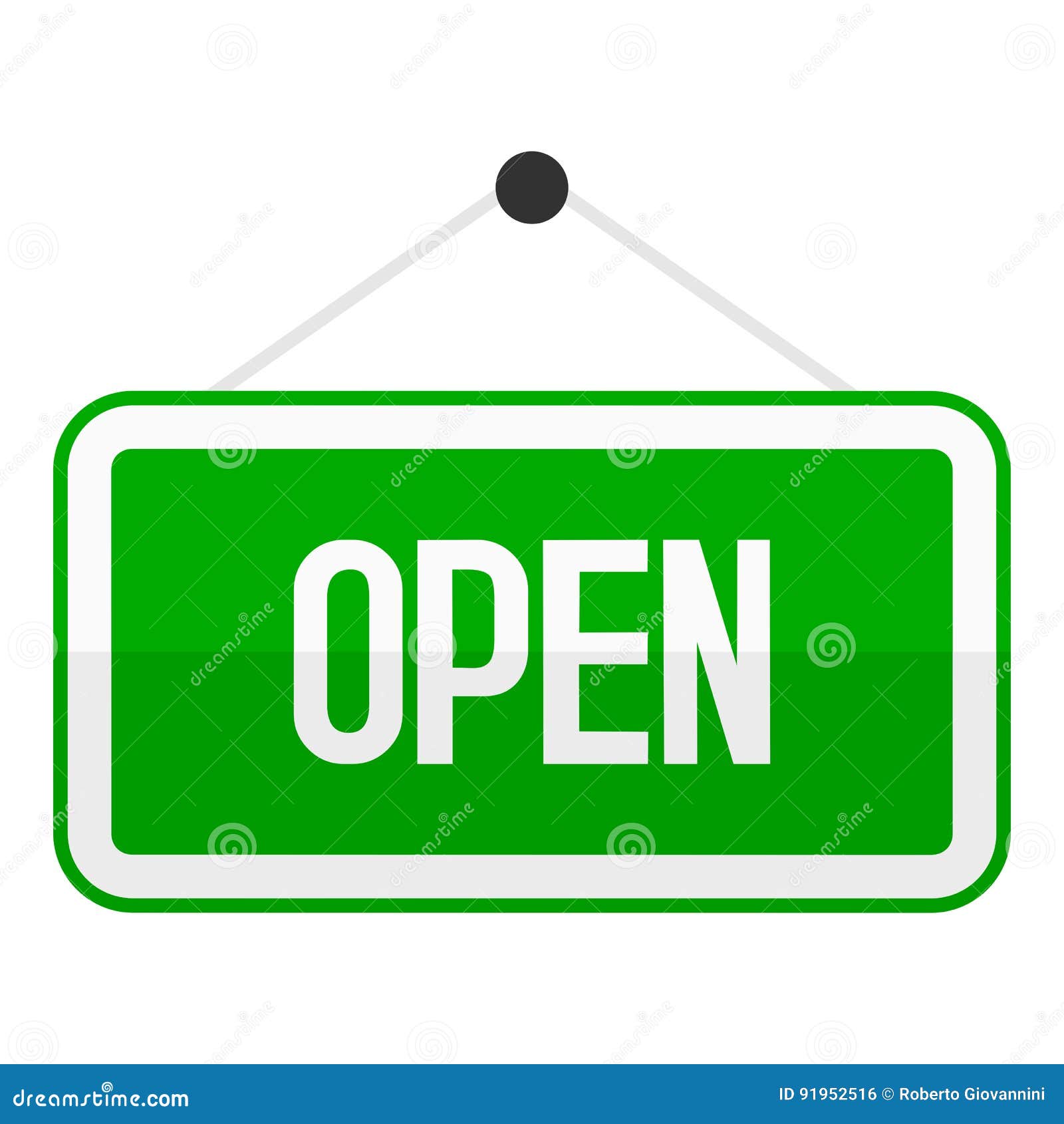 Green Open Sign Flat Icon Isolated on White Stock Vector - Illustration ...