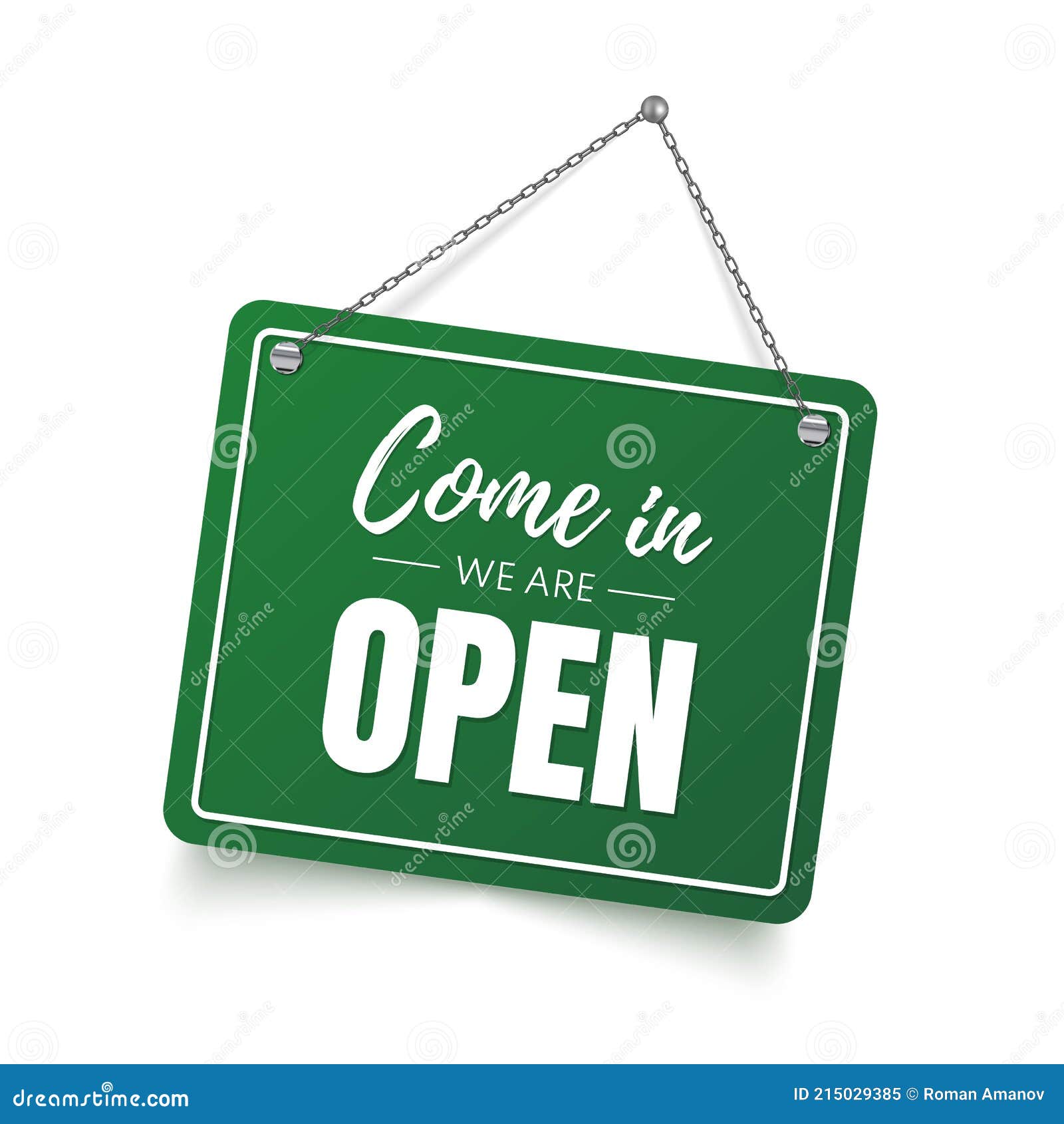 Green Open signboard. stock vector. Illustration of simple - 215029385