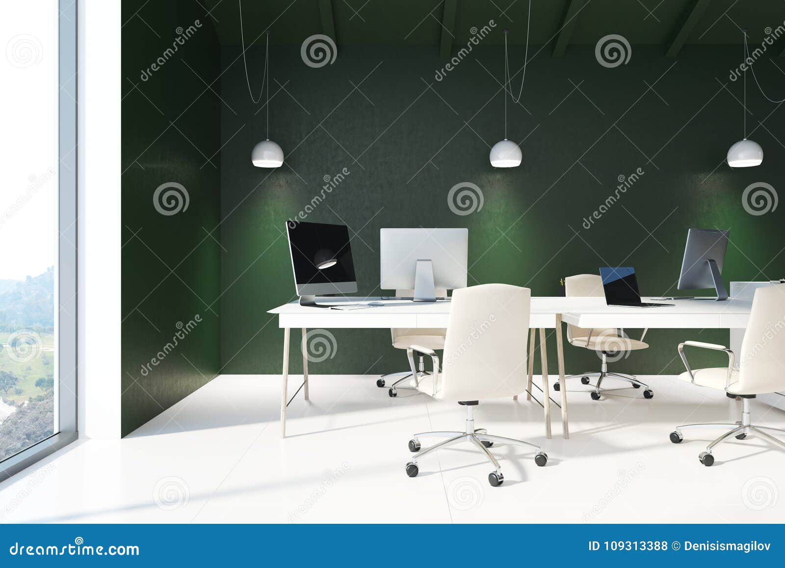 Green Open Space Office Interior Stock Photo - Image of manager, chair ...