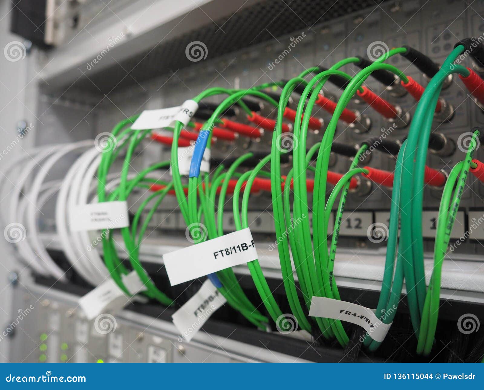 Green Optic Fiber Cables Connected into Controller Stock Photo - Image ...