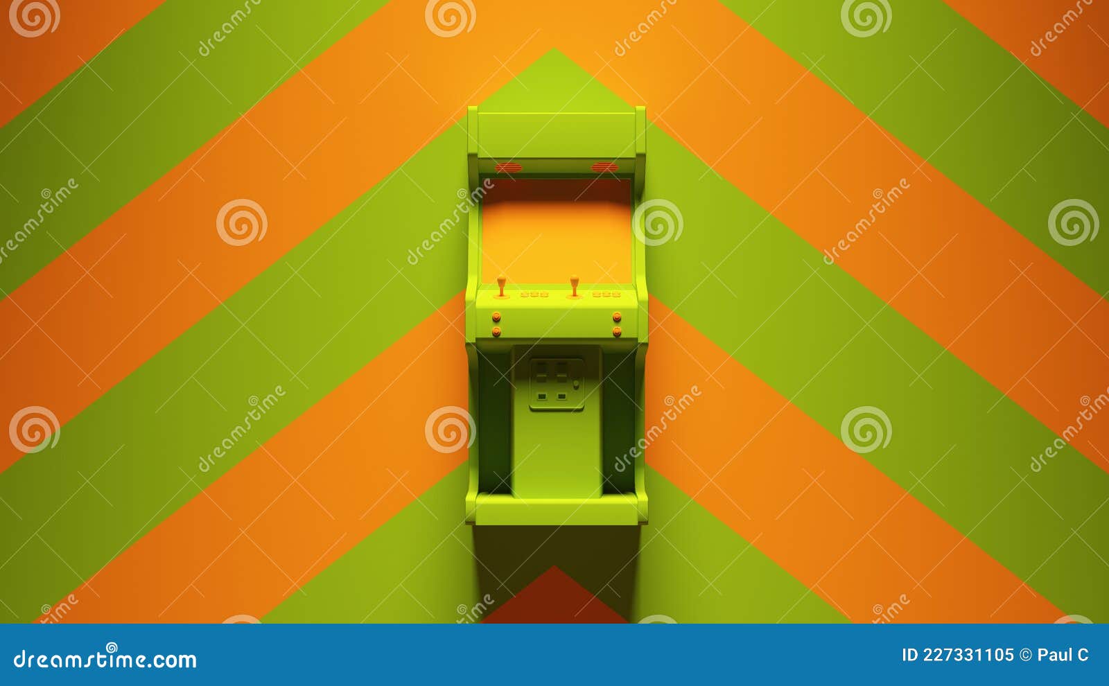 Green Orange Arcade Machine with Green an Orange Chevron Pattern ...