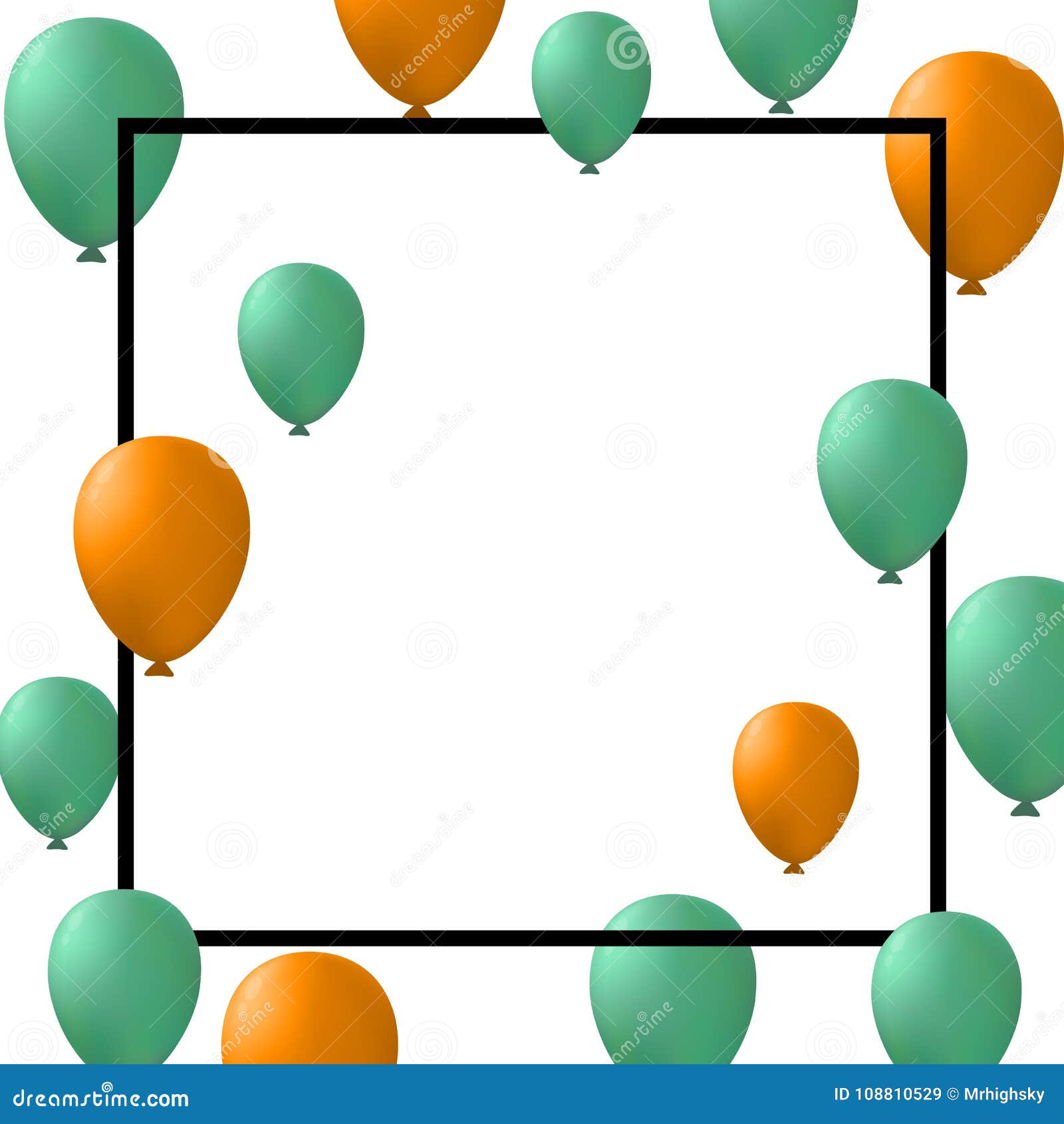 Green and Orange Balloons with Black Frame Stock Vector - Illustration ...