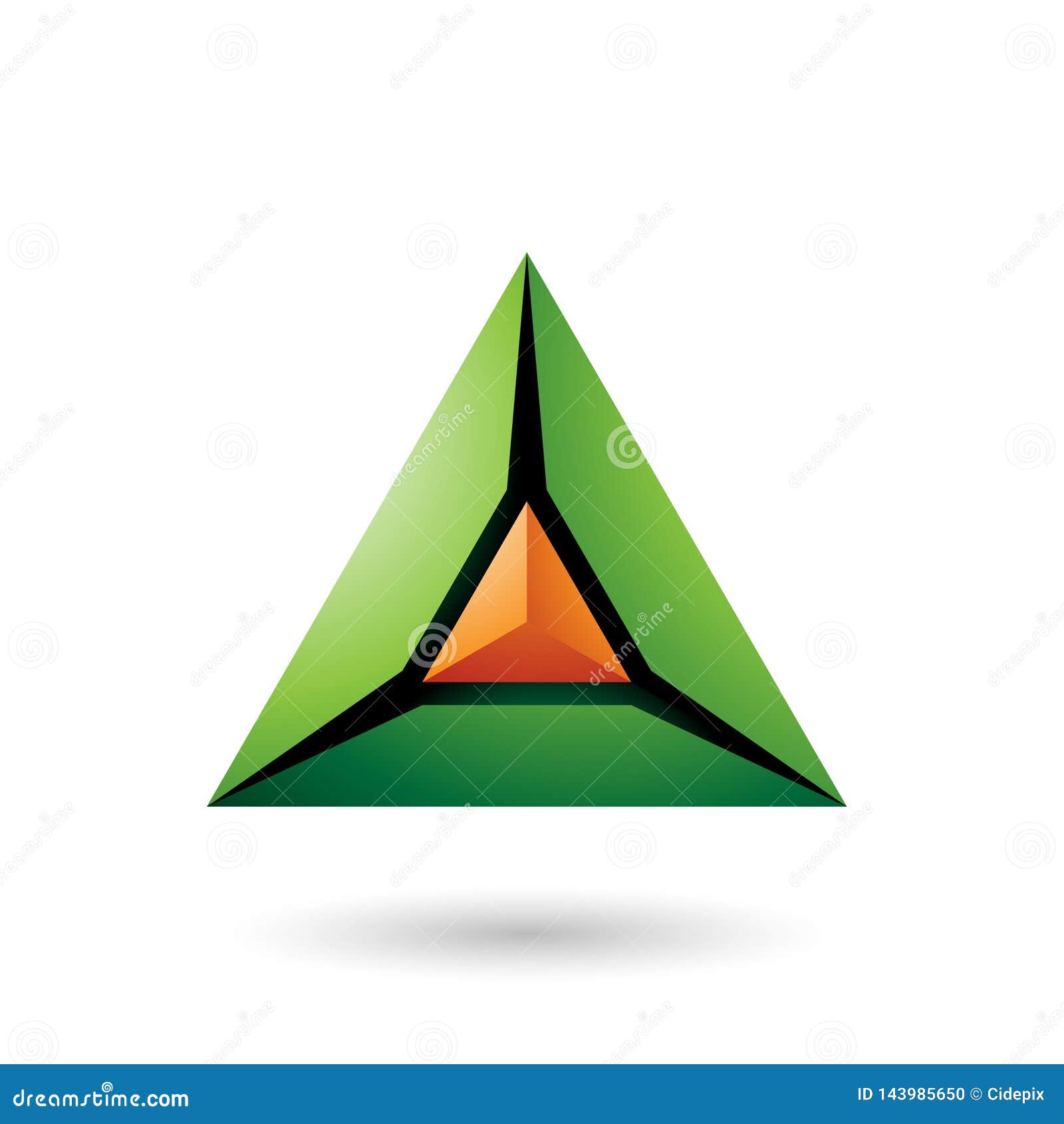 Green and Orange 3d Pyramid Icon Vector Illustration Stock Vector ...
