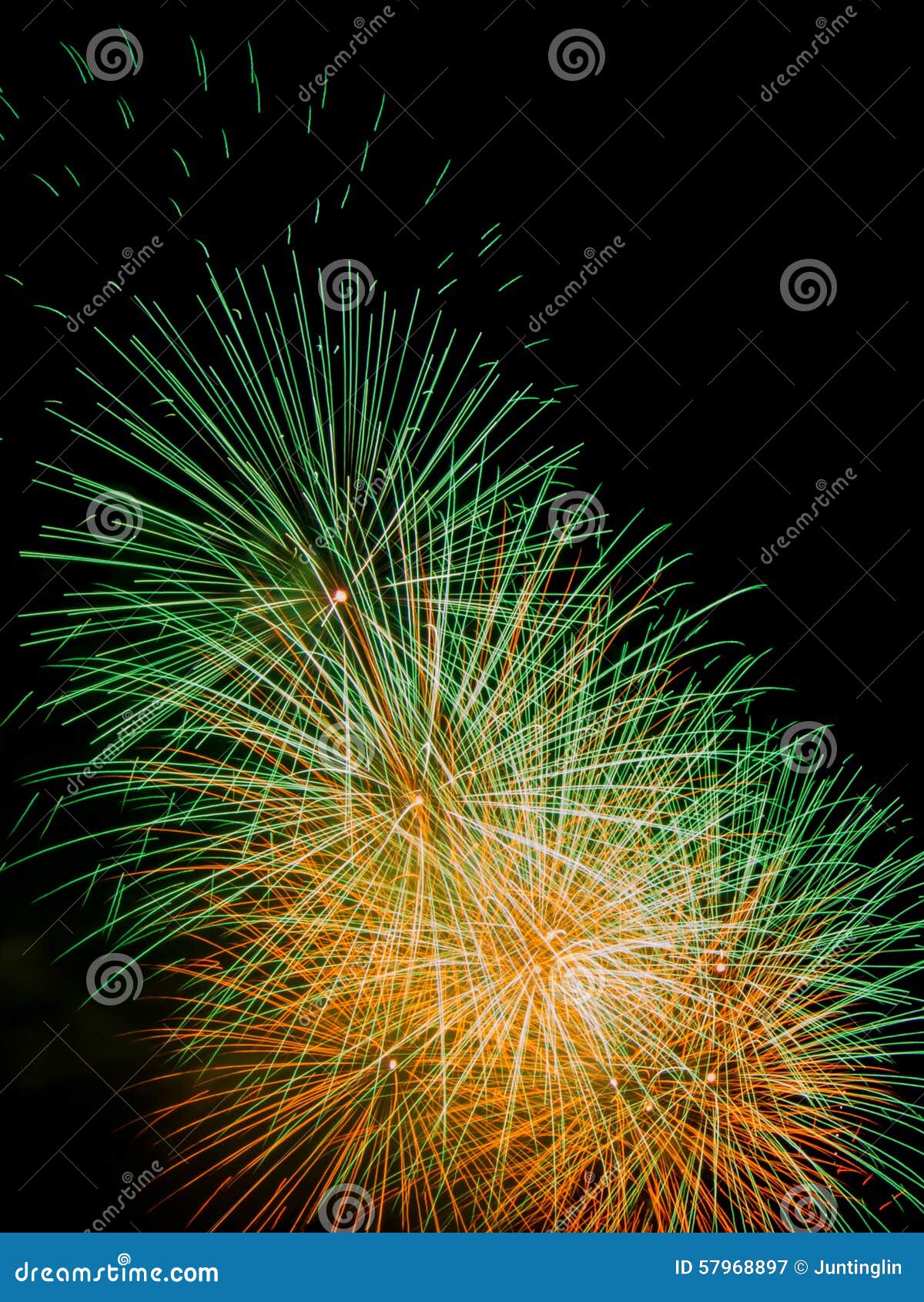 Green and Orange Fireworks Close-up Stock Image - Image of close ...
